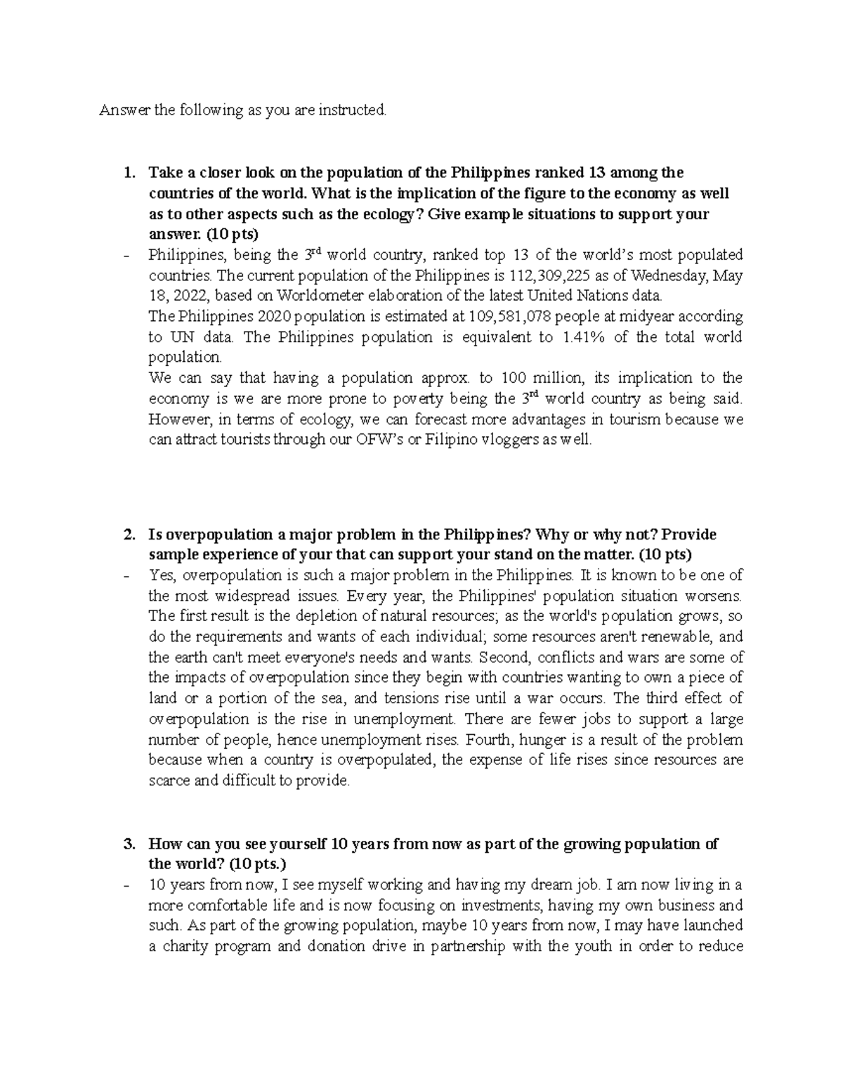 Activity - Cabatbat, Roneza - Answer the following as you are ...