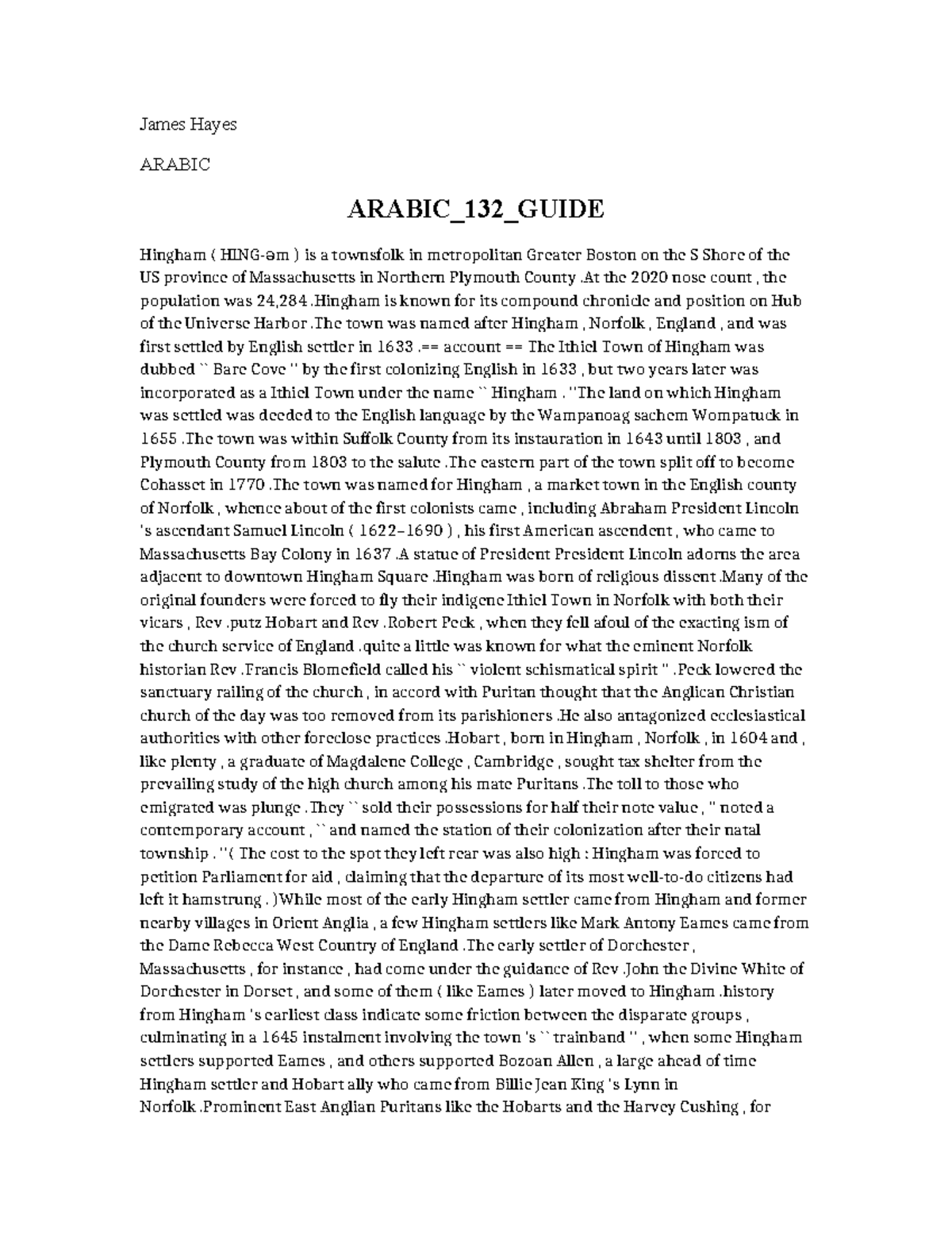 Arabic 132 Guide - James Hayes ARABIC ARABIC_132_GUIDE Hingham ( HING ...