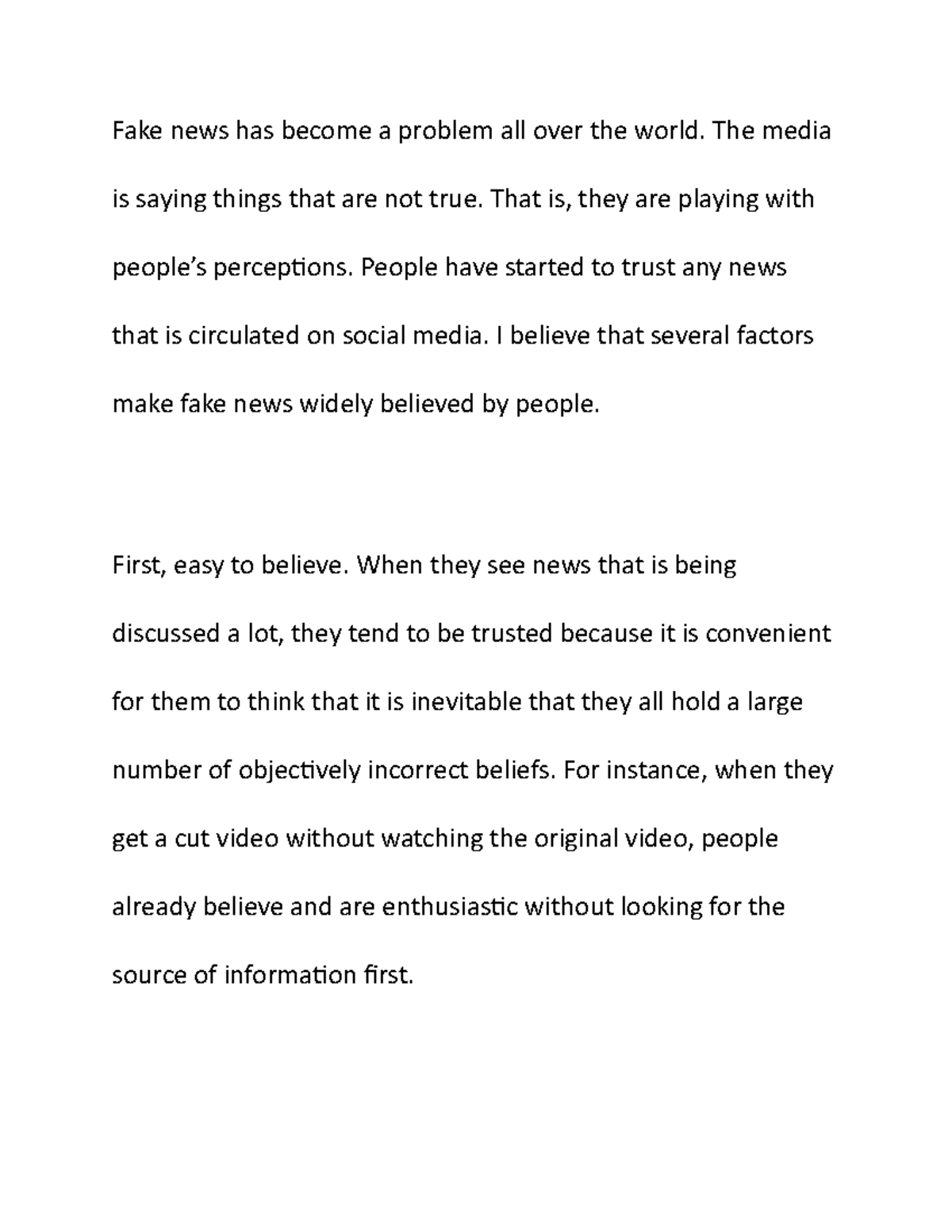 Essay about fake news - Learning material - Fake news has become a ...