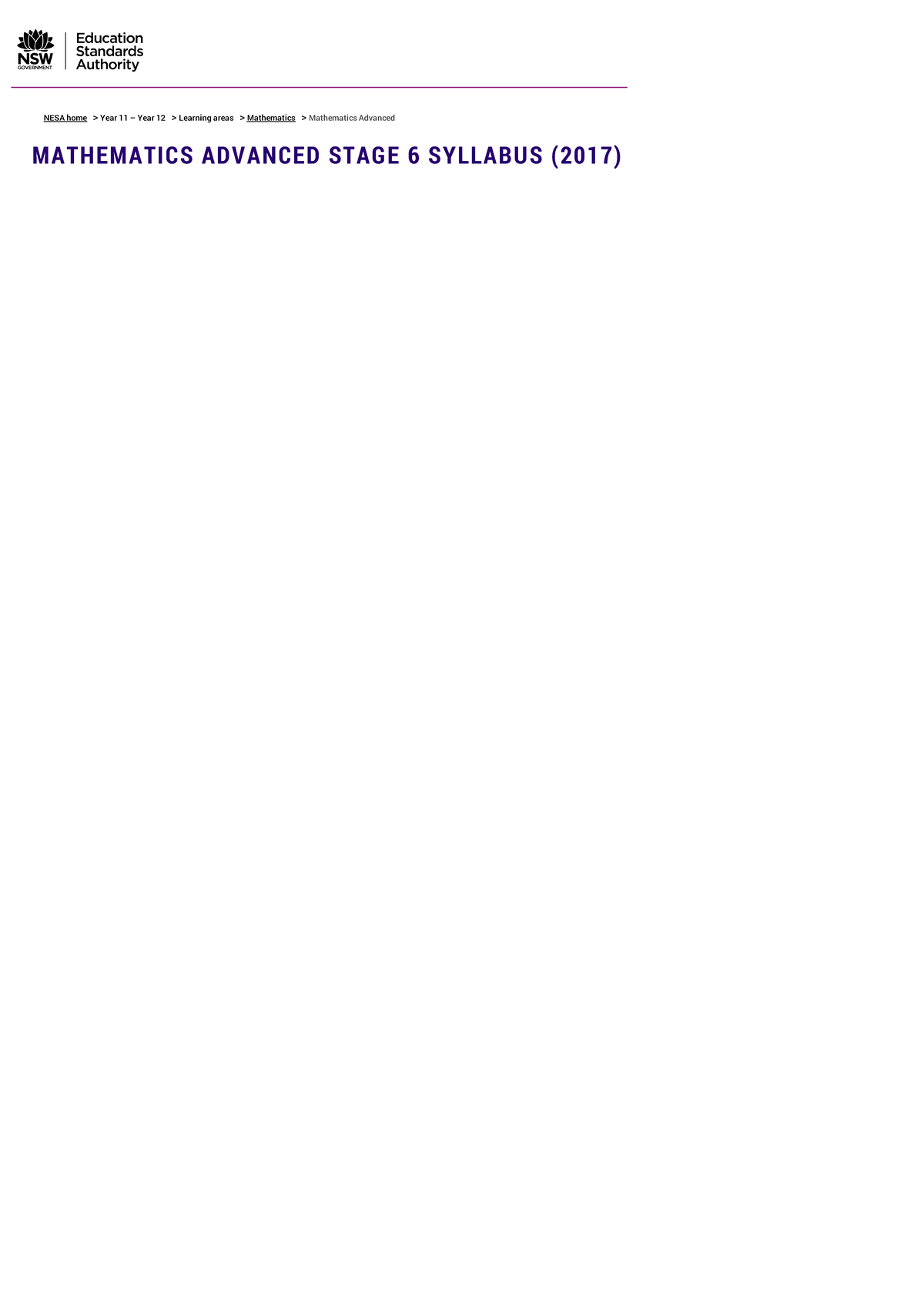 Mathematics Advanced NSW Education Standards - NESA home > Year 11 ...