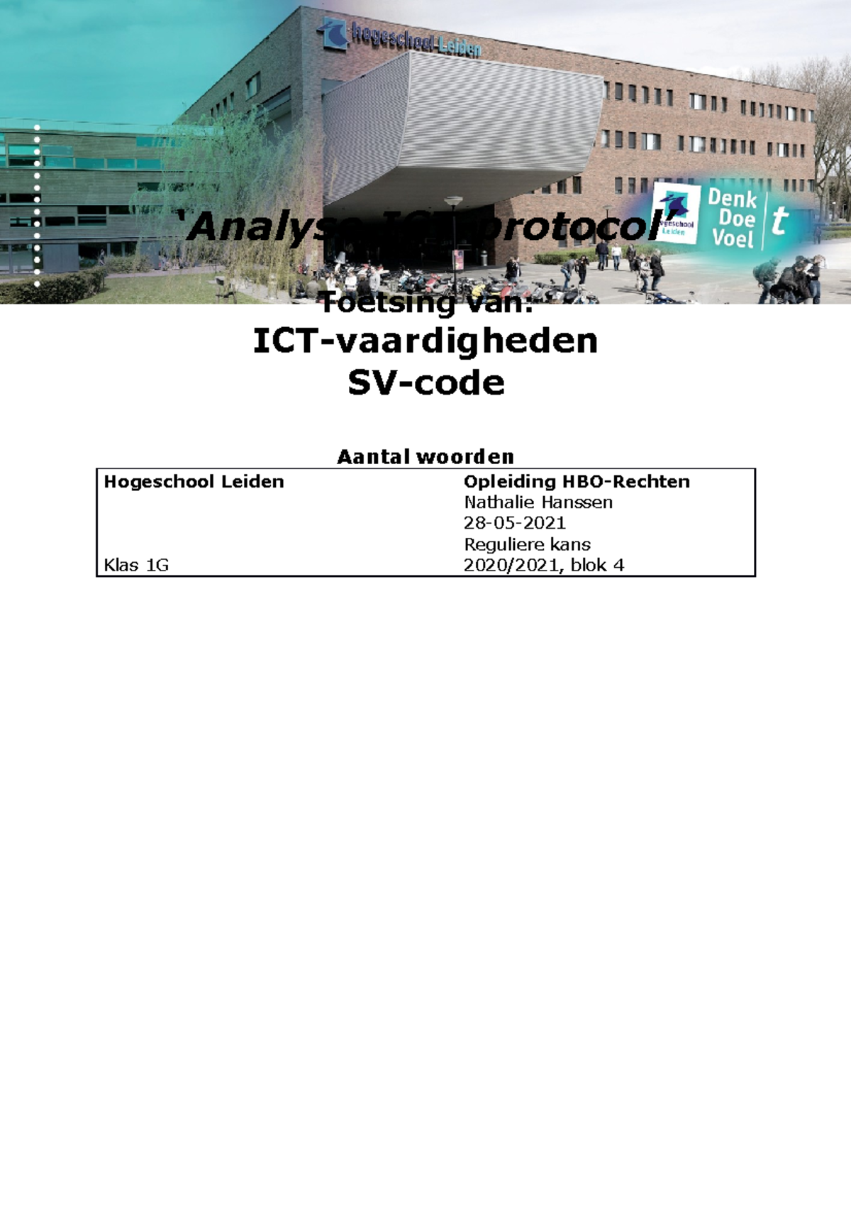Analyse ICT-protocol - Eindopdracht - ‘Analyse ICT-protocol’ Toetsing ...