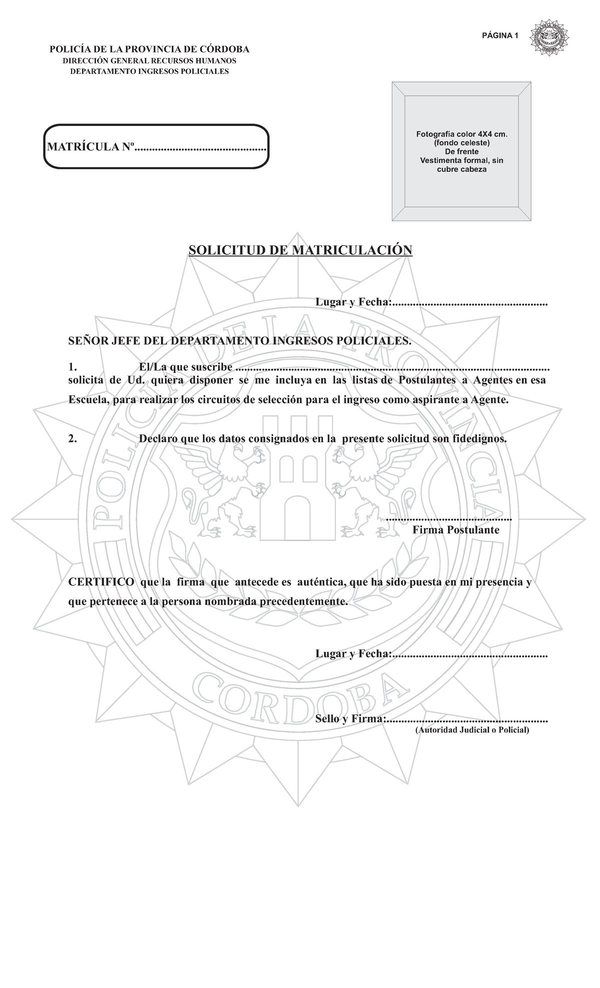 1- Cartilla Agente - nsnnsns - SOLICITUD DE MATRICULACIÓN Fotografía ...