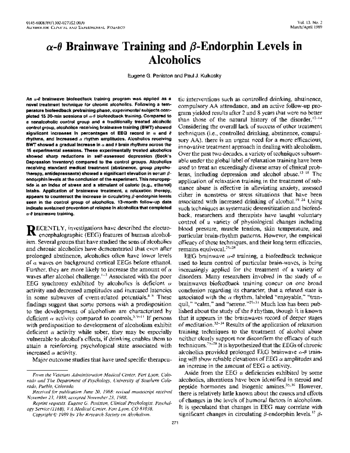 Alpha-Theta Brainwave Training in Alcoholics - 0145-6008/89/1302-027 1 ...