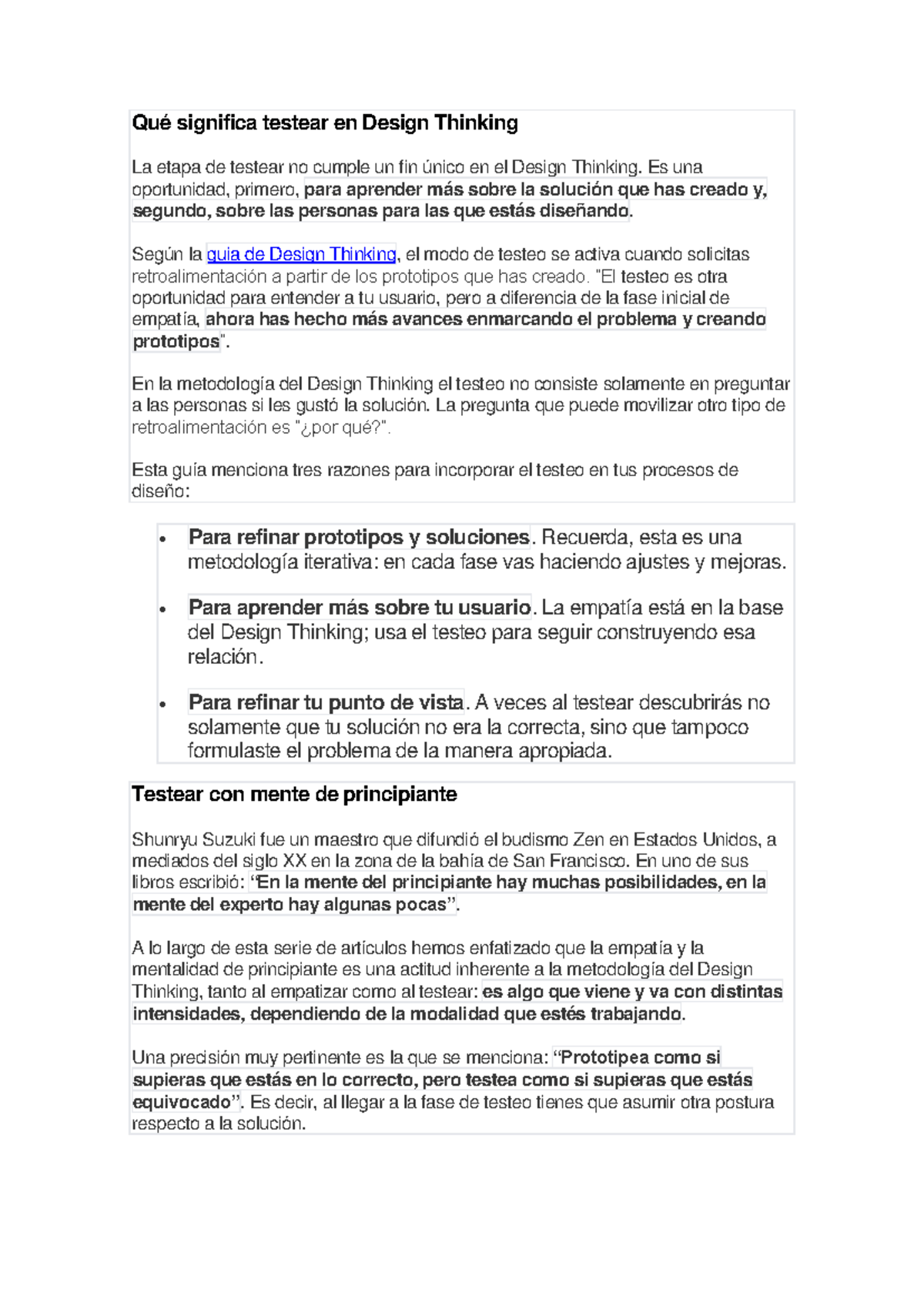 Qué significa testear en Design Thinking - Es una oportunidad, primero ...