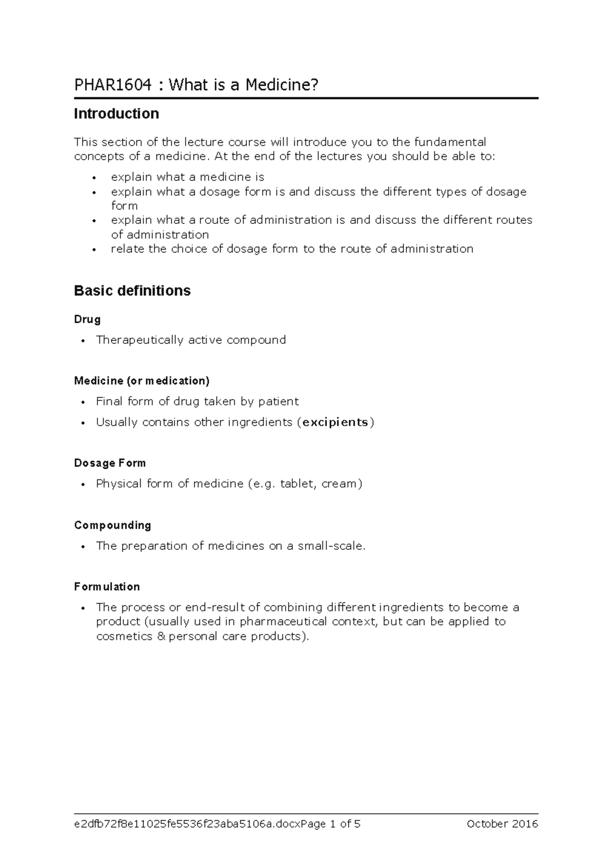 What is a medicine - Summary Pharmacy - PHAR1604 : What is a Medicine ...