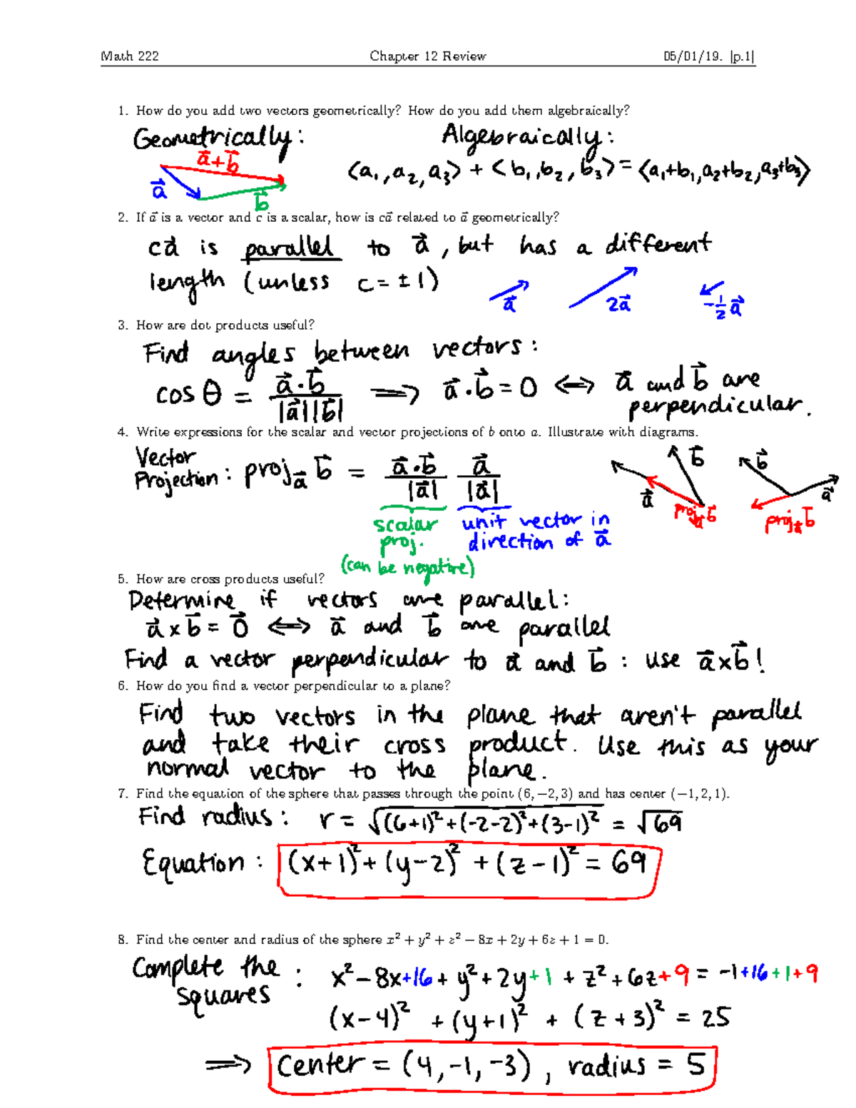 Chapter 12 Review Solutions - How do you add two vectors geometrically ...