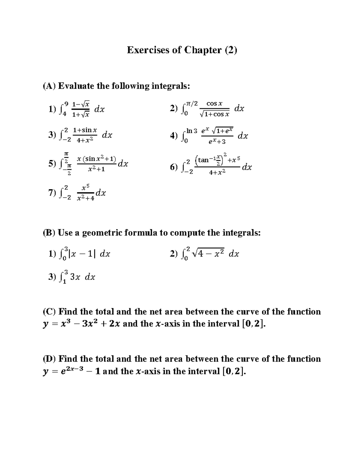 Math 2 shhet 2 - Engineering Mathematics sheet 2 spring 2023 Math 2 ...
