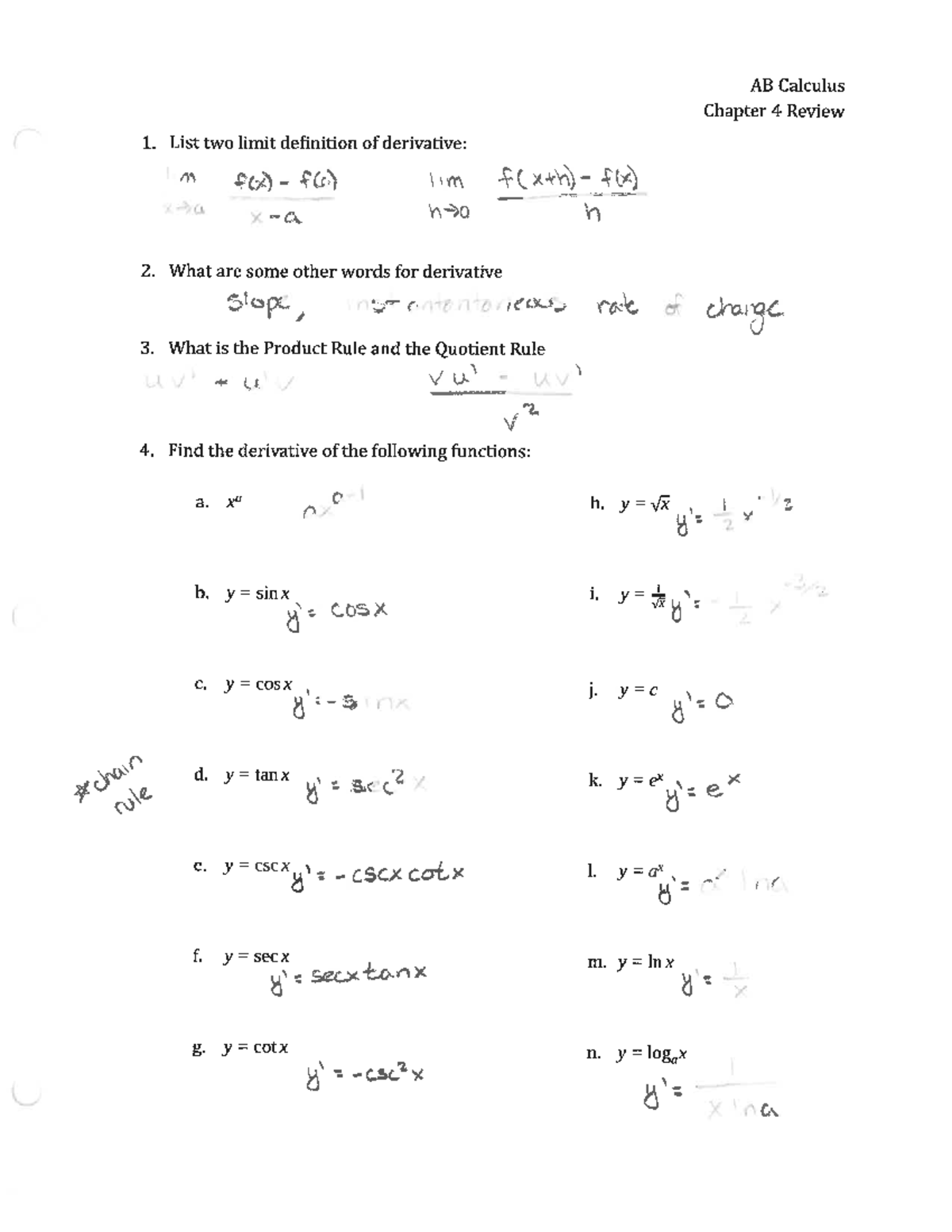 Cal chapter 4 review key questions 2020 - Calculus(1) - Studocu