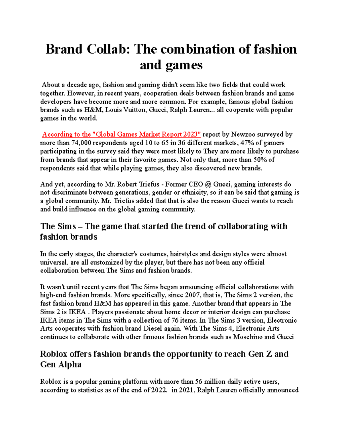 Topic brand collab - Brand Collab: The combination of fashion and games ...