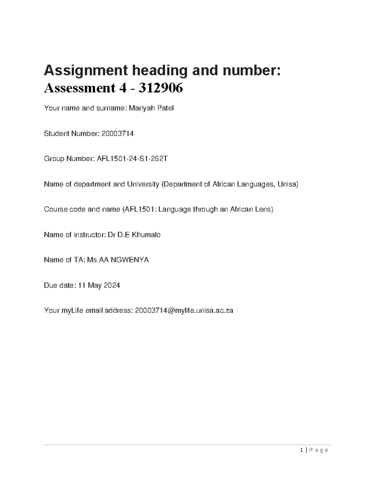 AFL1501 ass04 2024 - constituninal - Assignment heading and number: Assessment 4 - 312906 Your ...