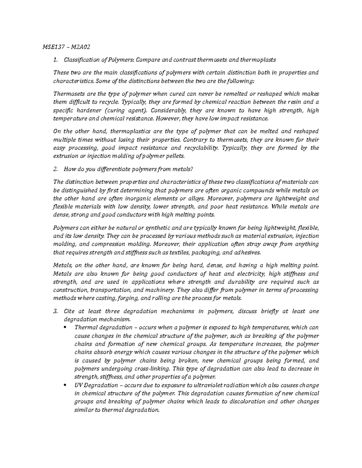 MSE137 - M2A02 - Module 2 Activity 2 - MSE137 – M2A Classification of ...