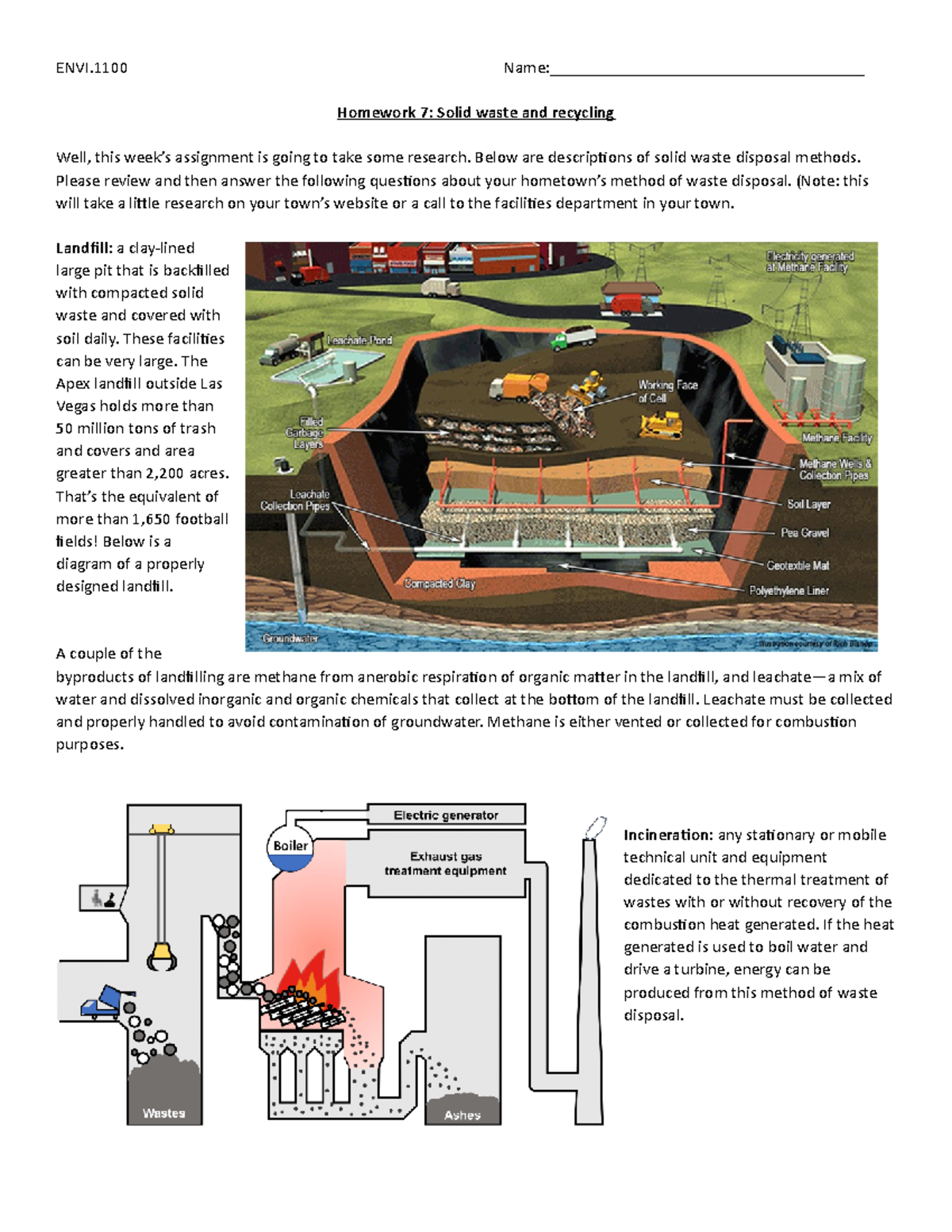 Homework 7 Solid waste and recycling - ENVI Name ...