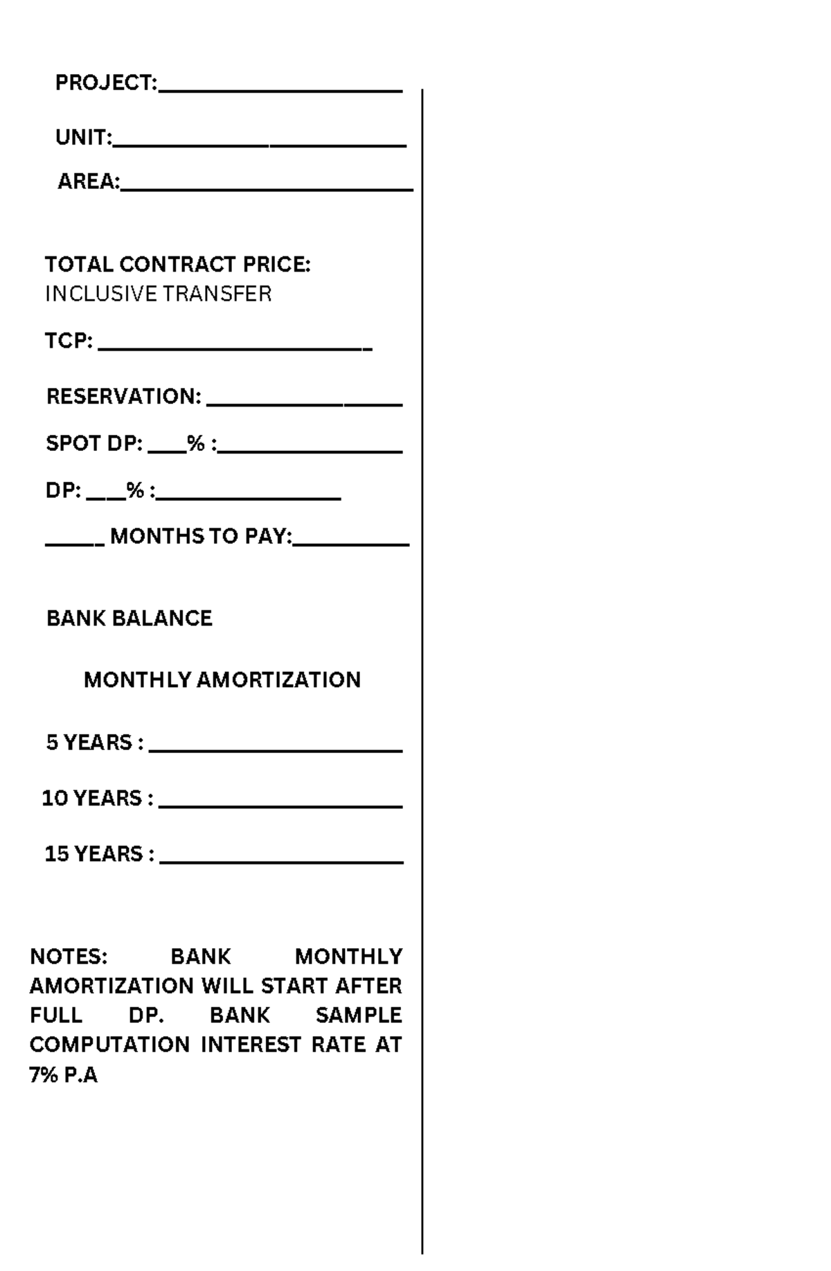 Computation Sheet - PROJECT:_________________________ UNIT