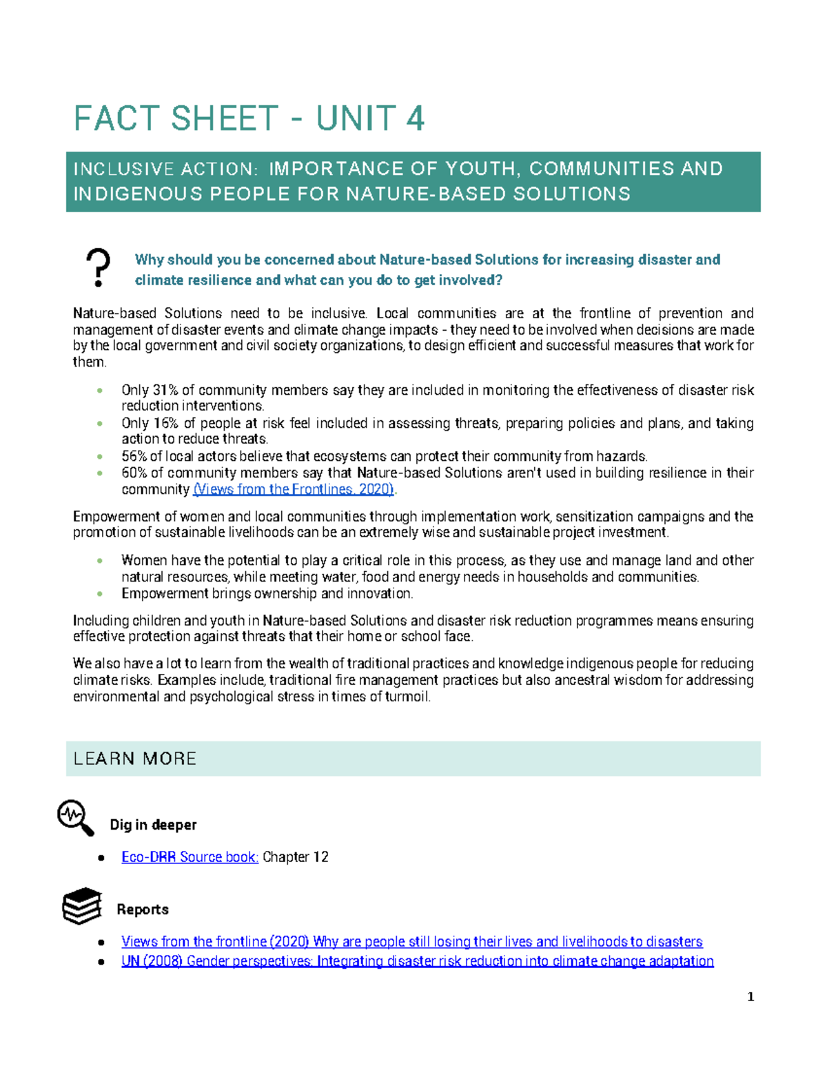 Fact sheet unit 4 - ddd - FACT SHEET - UNIT 4 INCLUSIVE ACTION ...