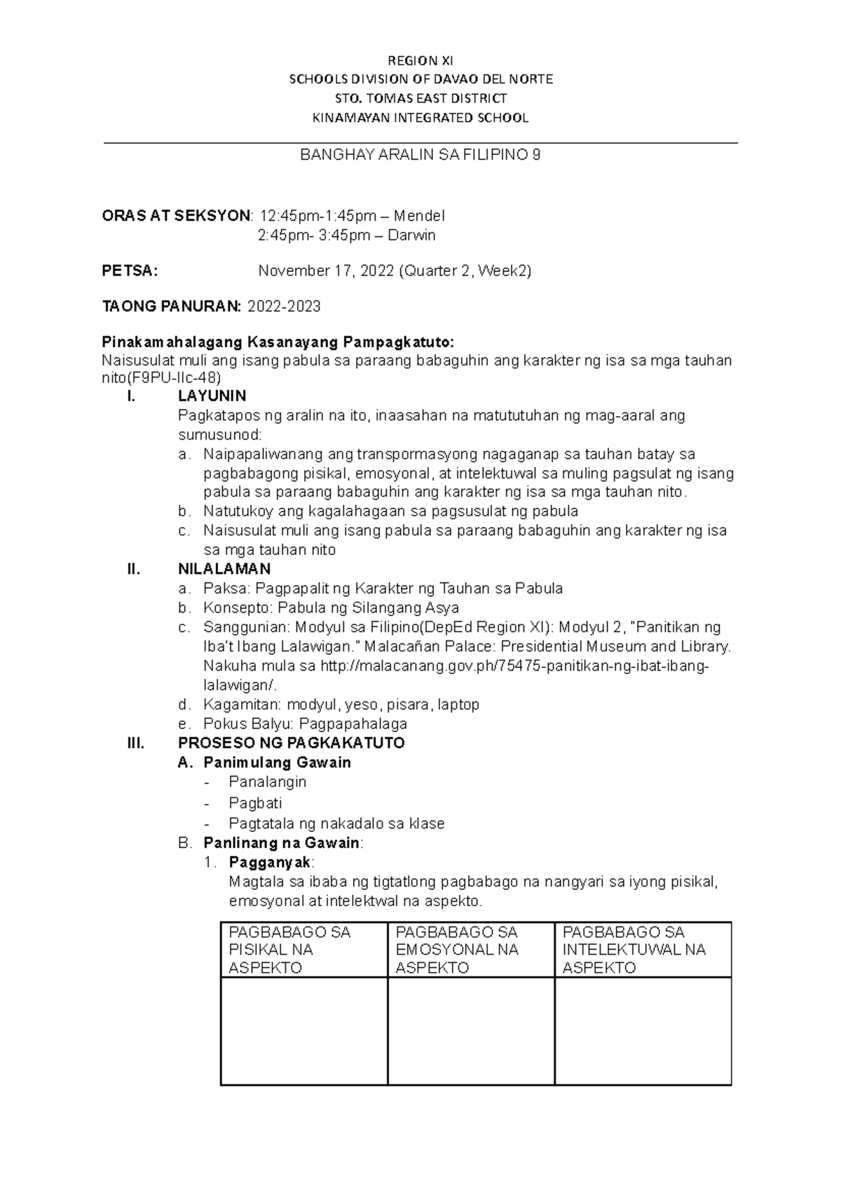 Pabula - module - SCHOOLS DIVISION OF DAVAO DEL NORTE STO. TOMAS EAST ...