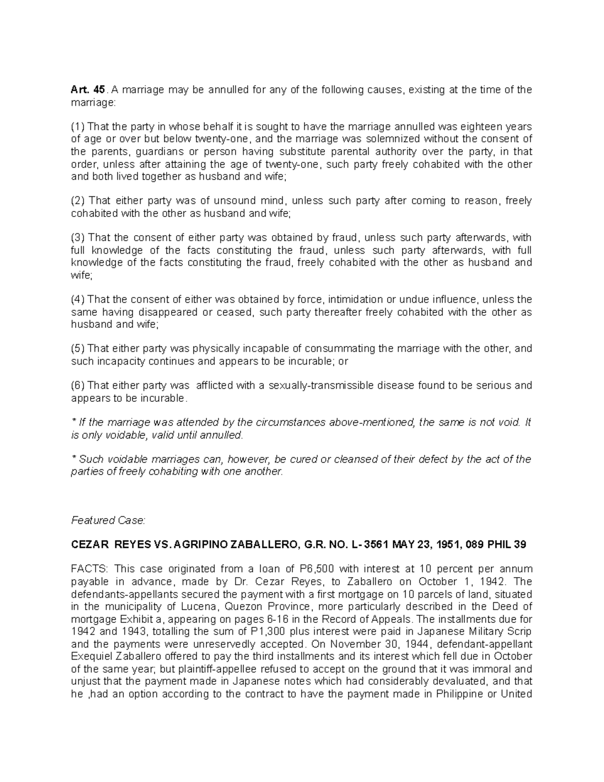 Cezar Reyes VS. Agripino Zaballero, G.R. NO. L- 3561 MAY 23, 1951, 089 ...