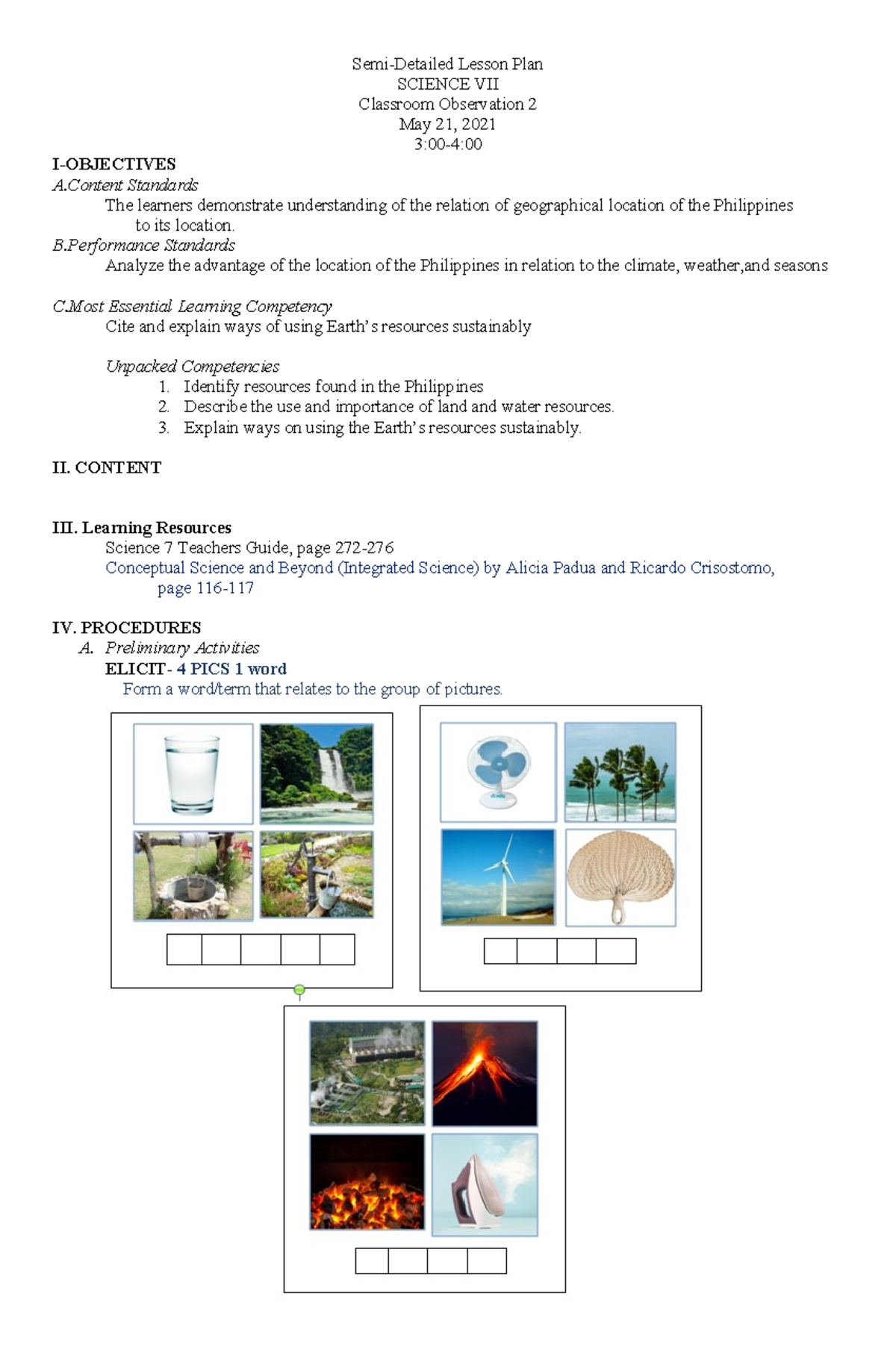 Science 7 Q4 COT2 - Semi-Detailed Lesson Plan SCIENCE VII Classroom ...