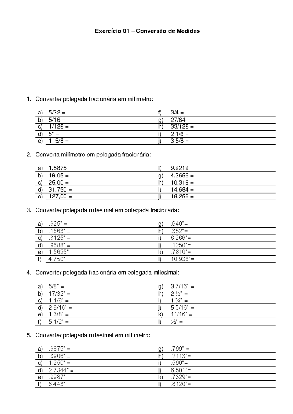 Conversão DE Medidas - Exercício 01 – Conversão de Medidas Converter ...