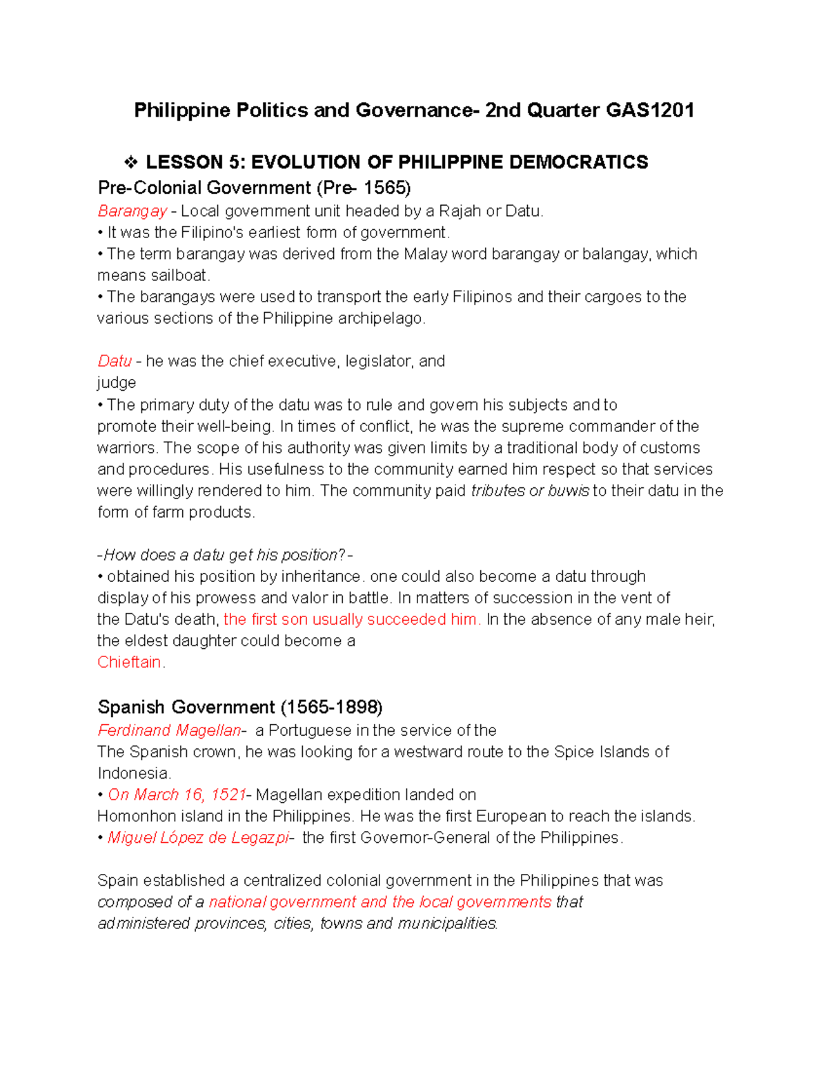 PPG Reviewer 2ND Quarter - Philippine Politics and Governance- 2nd ...
