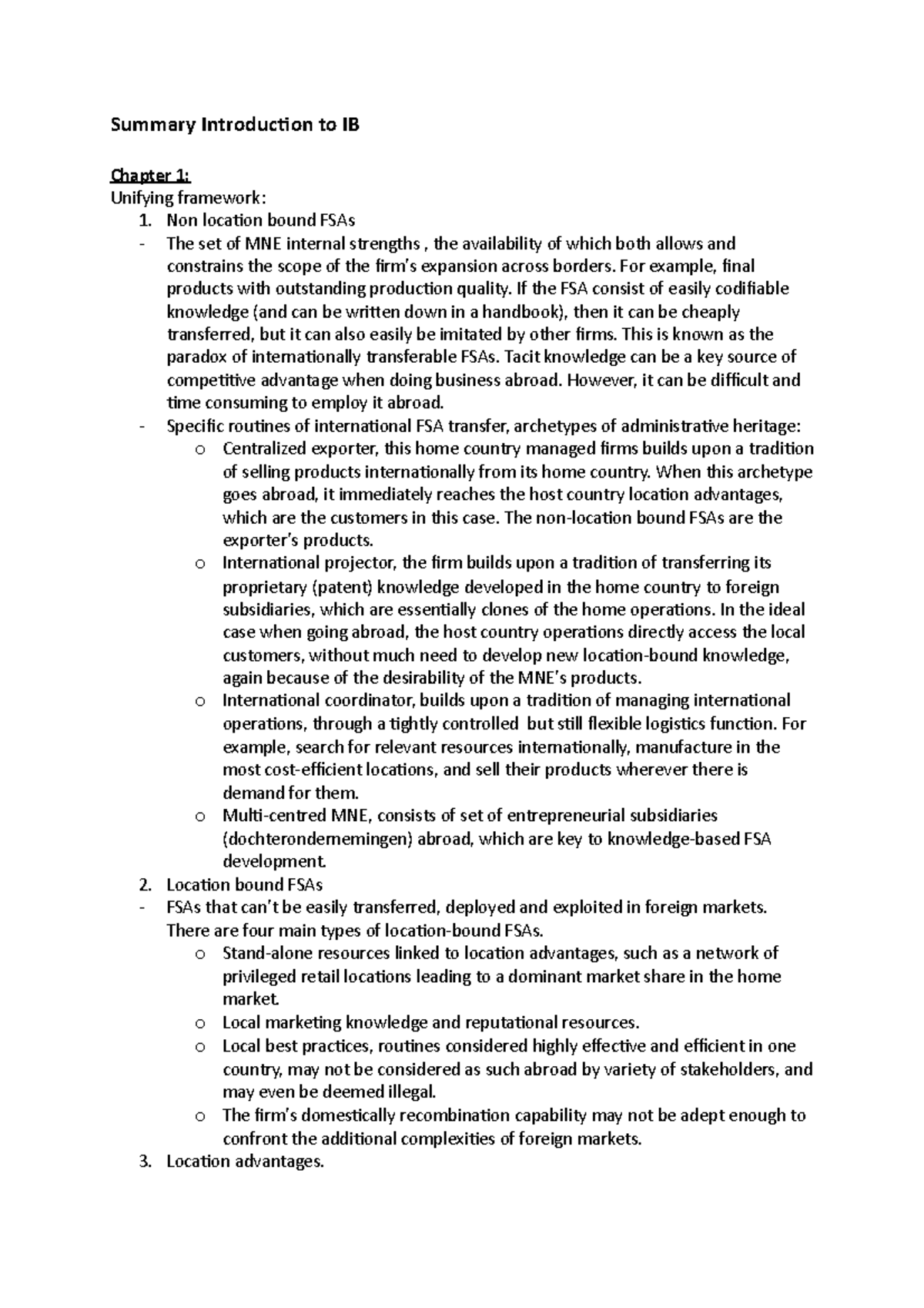 Summary Introduction to IB - Summary Introduction to IB Chapter 1 ...