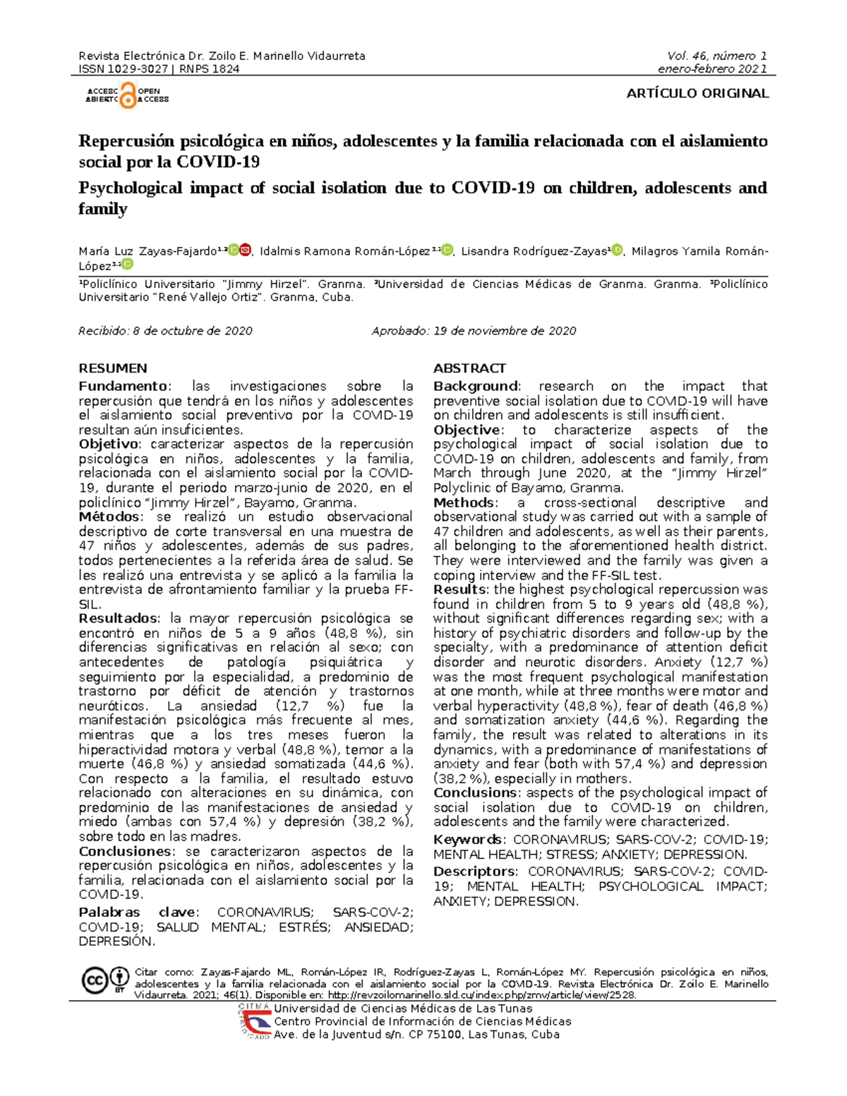 2528 7165 2 PB - AAAAAAAA - Revista Electrónica Dr. Zoilo E. Marinello ...