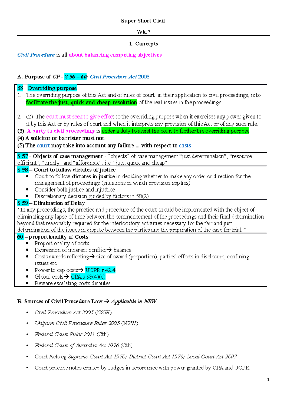 Super Short Civil notes - Super Short Civil Wk. 1. Concepts Civil ...