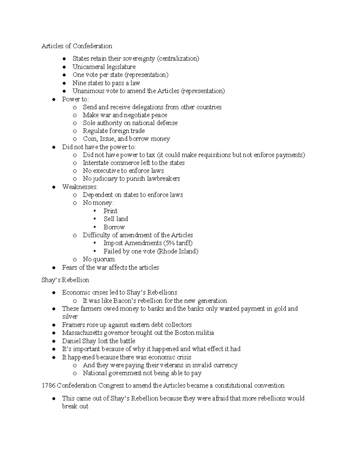 History Part16 - Articles of Confederation and the Constitution, Shay’s ...