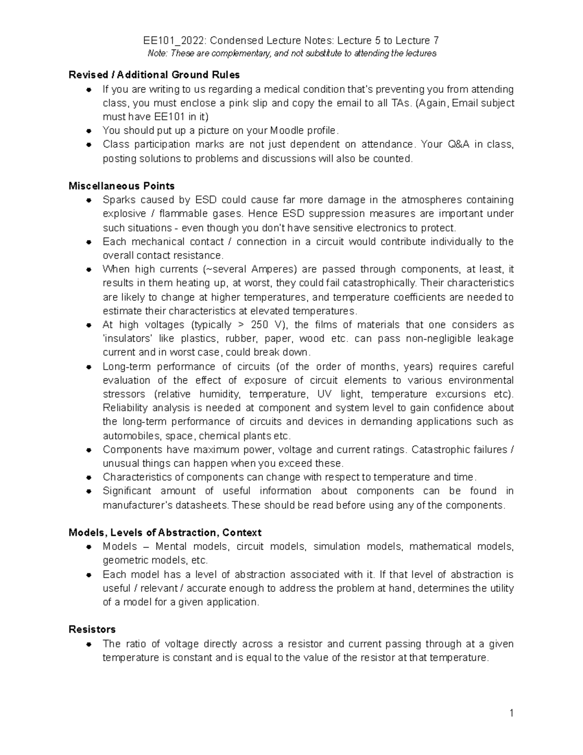 L5-L7 - Professor Narendra Shiradkar class notes Lectures 5-7 - Note ...