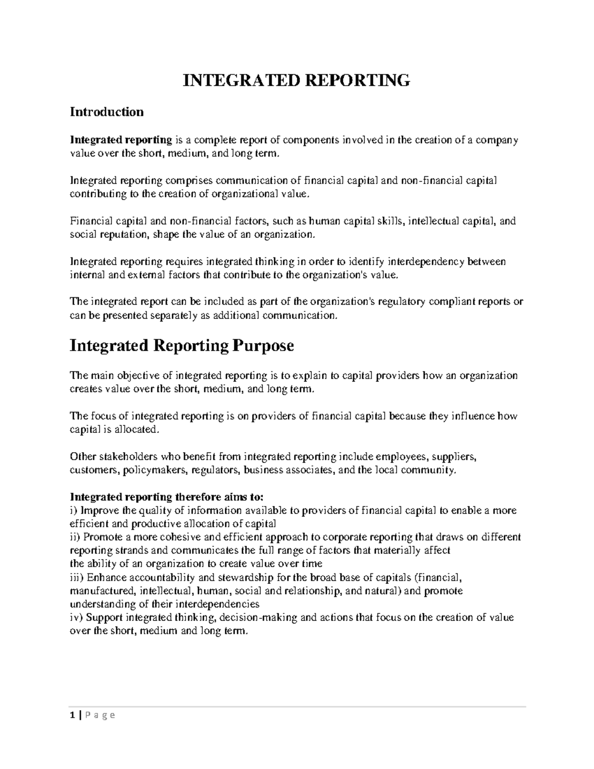 Integrated Reproting - Social and environmental accounting - INTEGRATED ...