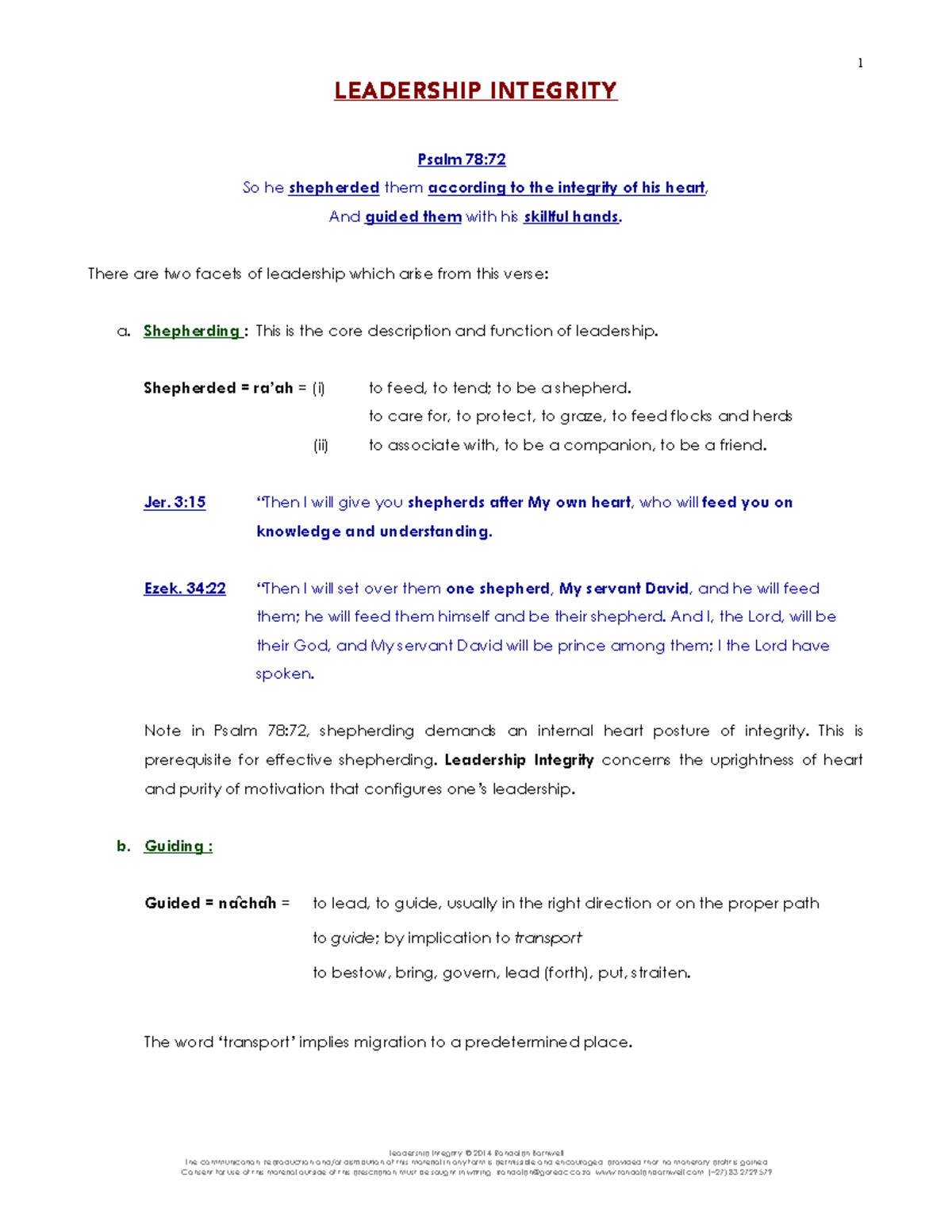 243066763-Leadership-Integrity - Leadership Integrity © 2014 Randolph ...