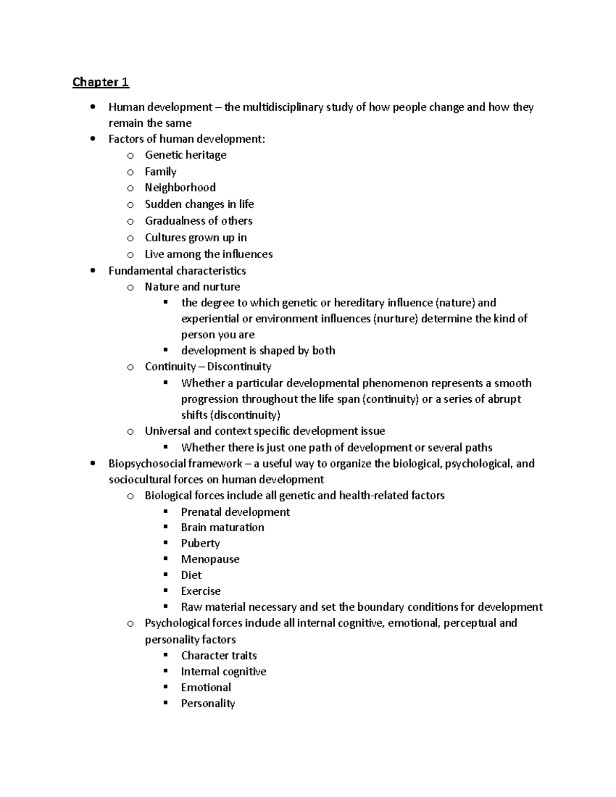 Developmental Psych - Notes from the book needed for class - Chapter 1 ...