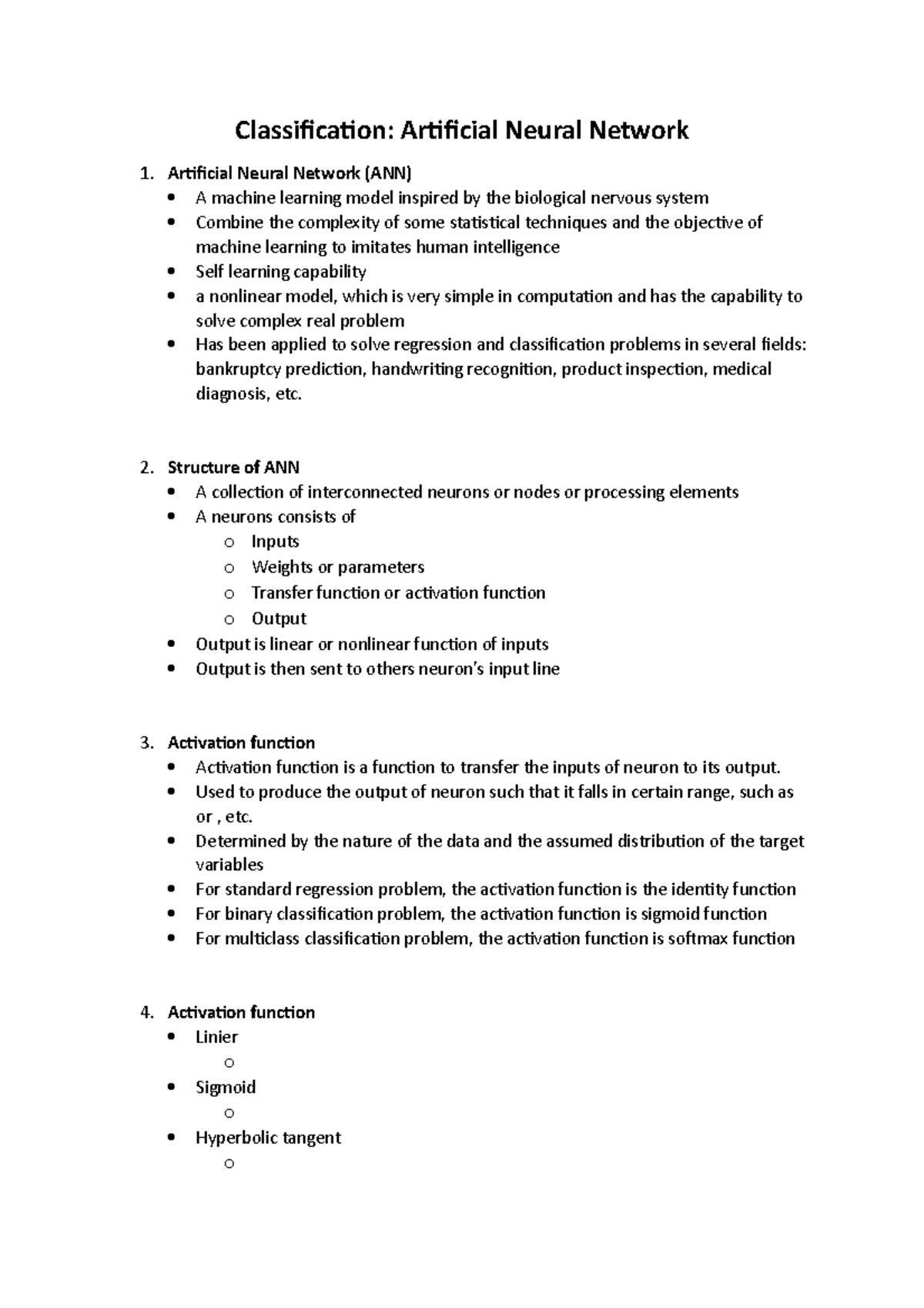 Classification Ann Classification Artificial Neural Network Artificial Neural Network Ann A