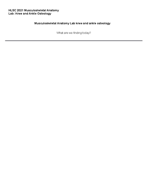 B MSA lab knee and ankle osteology - Lab: Knee and Ankle Osteology ...