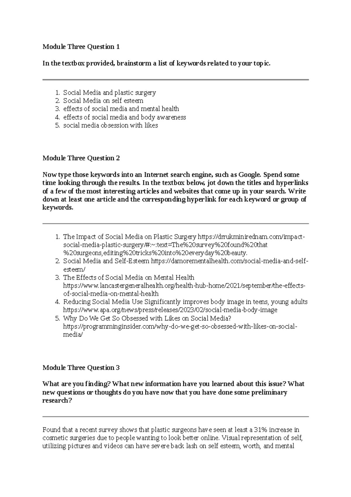 Module 3 Short Responses Module Three Question 1 In The Textbox Provided Brainstorm A List Of