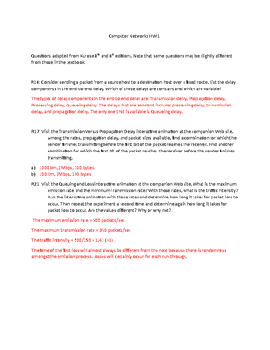 Computer Networks HW 3 copy - Computer Networks HW 3 (Application Layer pt. 2) P1: True or false ...