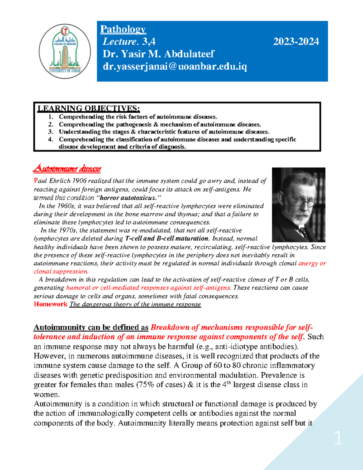 2. Y Lecture 6,7 - immuno-pathology notes - Pathology Lecture. 3 , 4 ...