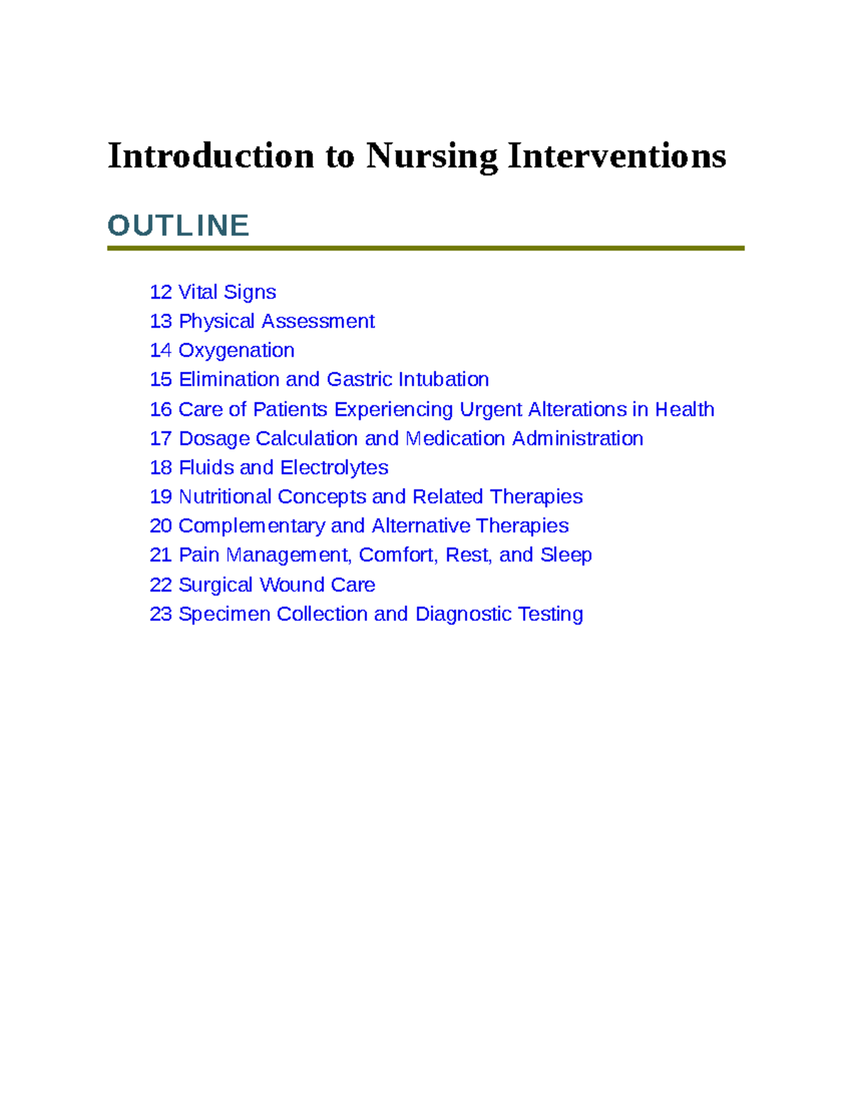 CH12&13&14 - FON12 13 14 - Introduction to Nursing Interventions ...