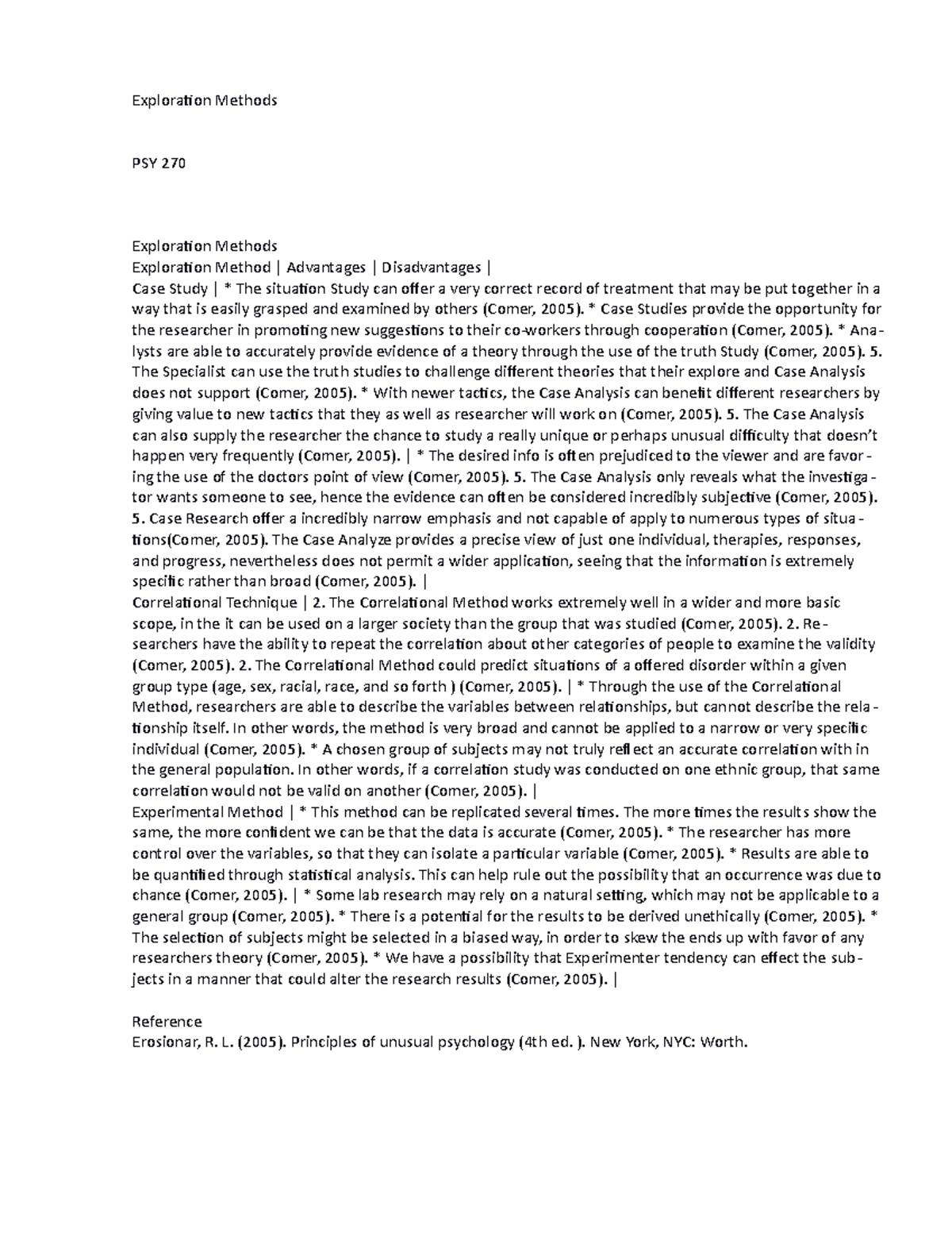 PSY 270 Research Methods 1 - Exploration Methods PSY 270 Exploration ...