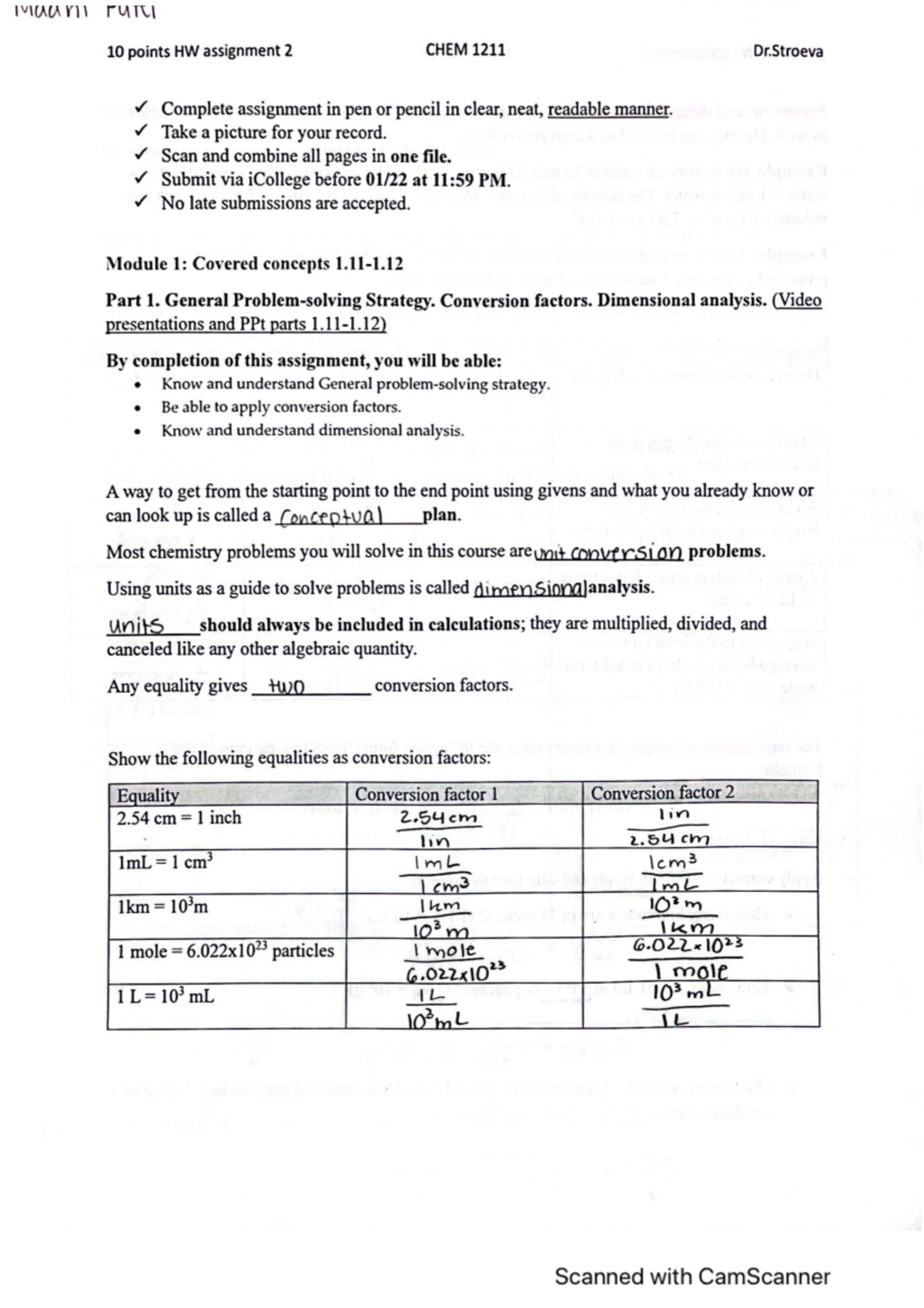Homework week 2 - CHEM 1211K - Studocu
