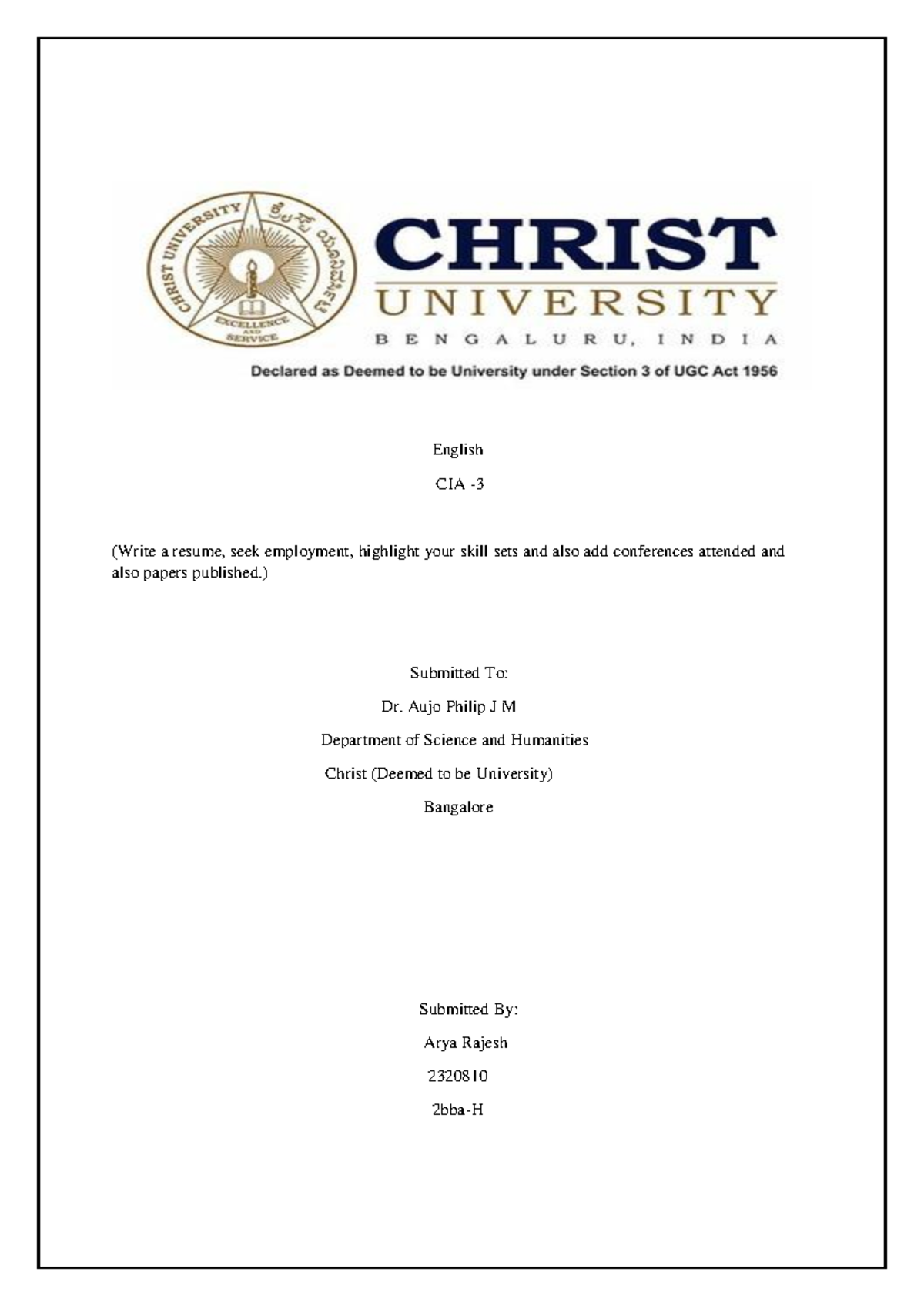 English CIA - 6 - English CIA - 3 (Write a resume, seek employment ...