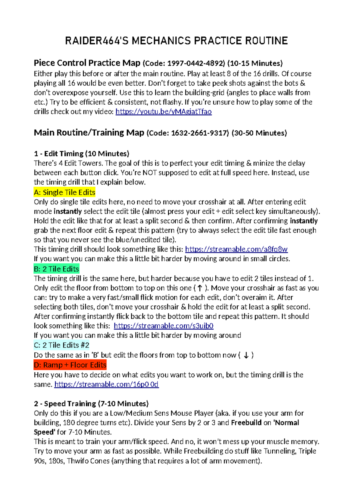 Raider 464s Mechanics Routine - RAIDER464'S MECHANICS PRACTICE ROUTINE ...