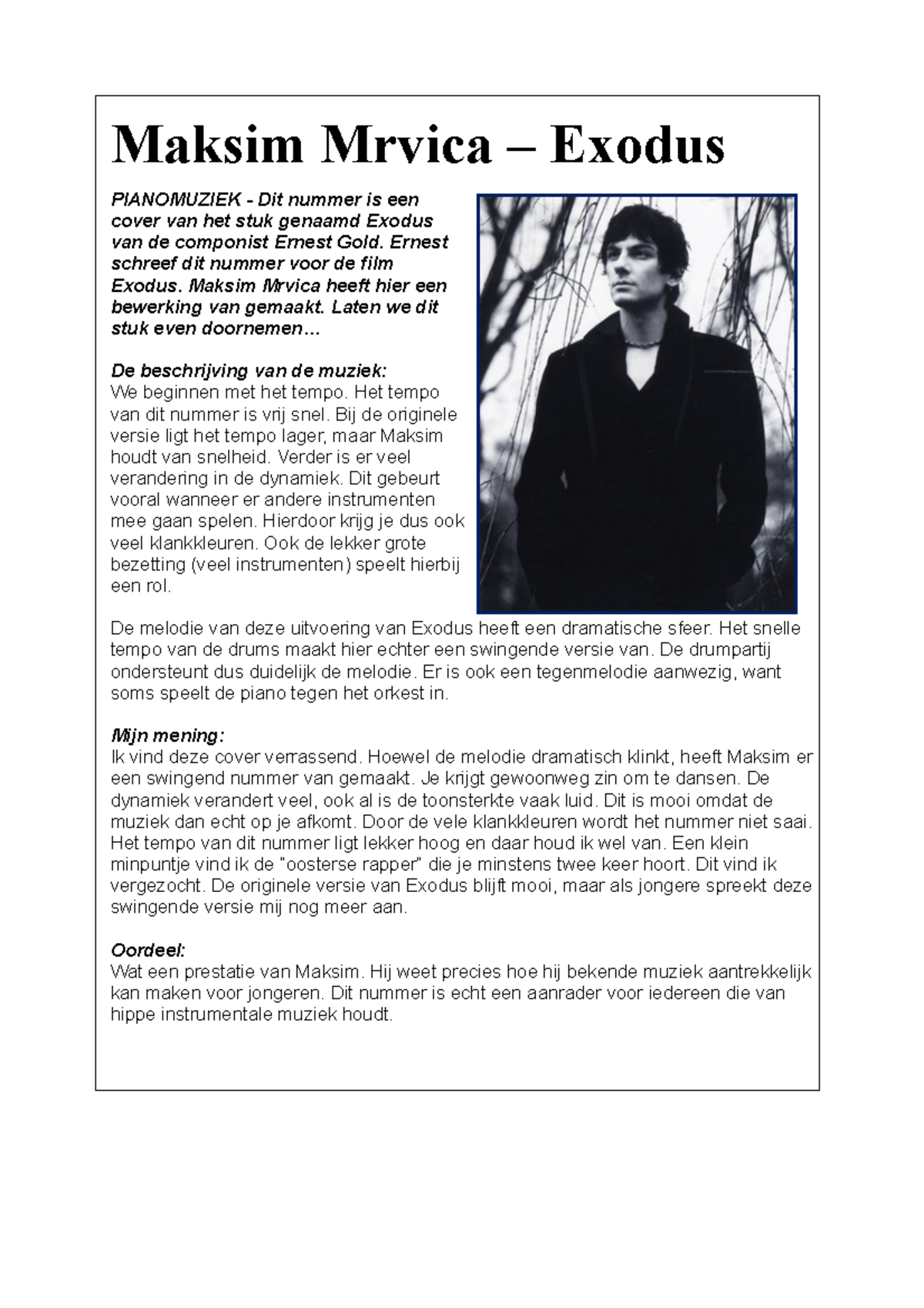 Recensie nummer 'Exodus' - Maksim Mrvica – Exodus PIANOMUZIEK - Dit ...