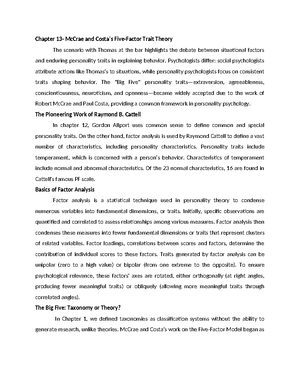 Chapter 14 - Theories of Personality - Chapter 14 - Eysenck’s ...