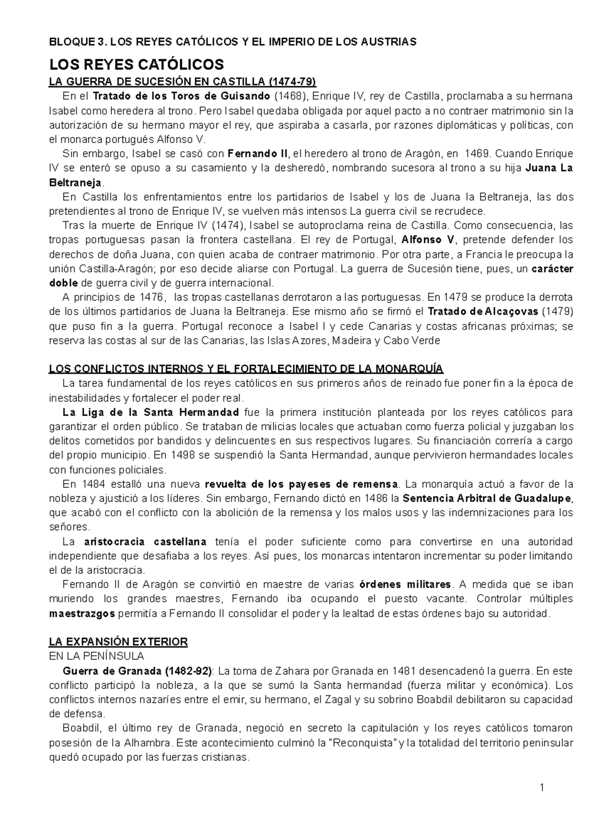 RRCC y Austrias - Resumen sobre historia de España de segundo de bachillerato - BLOQUE 3. LOS ...