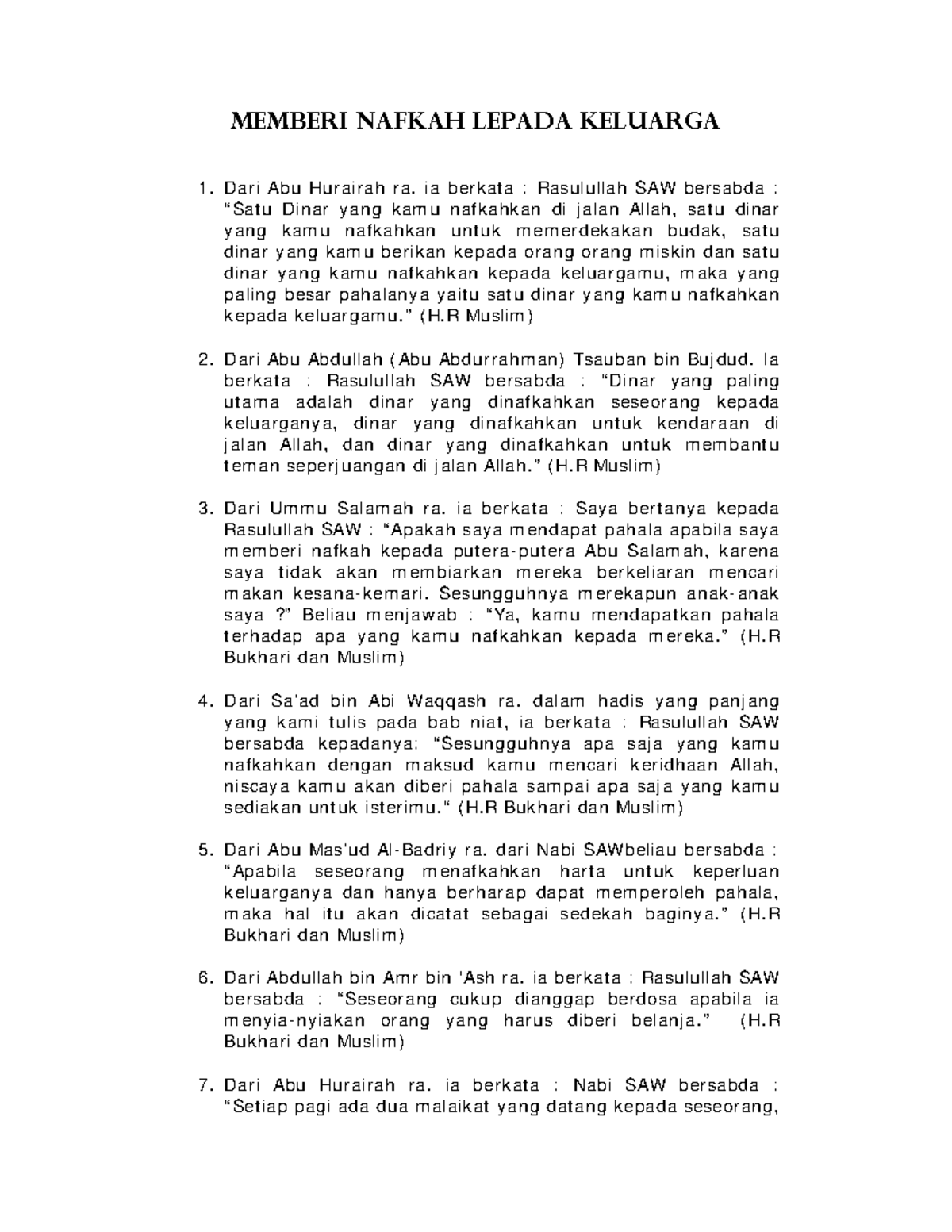 Tata cara kehidupan dalam islam-39 - Memberi nafkah lepada keluarga ...