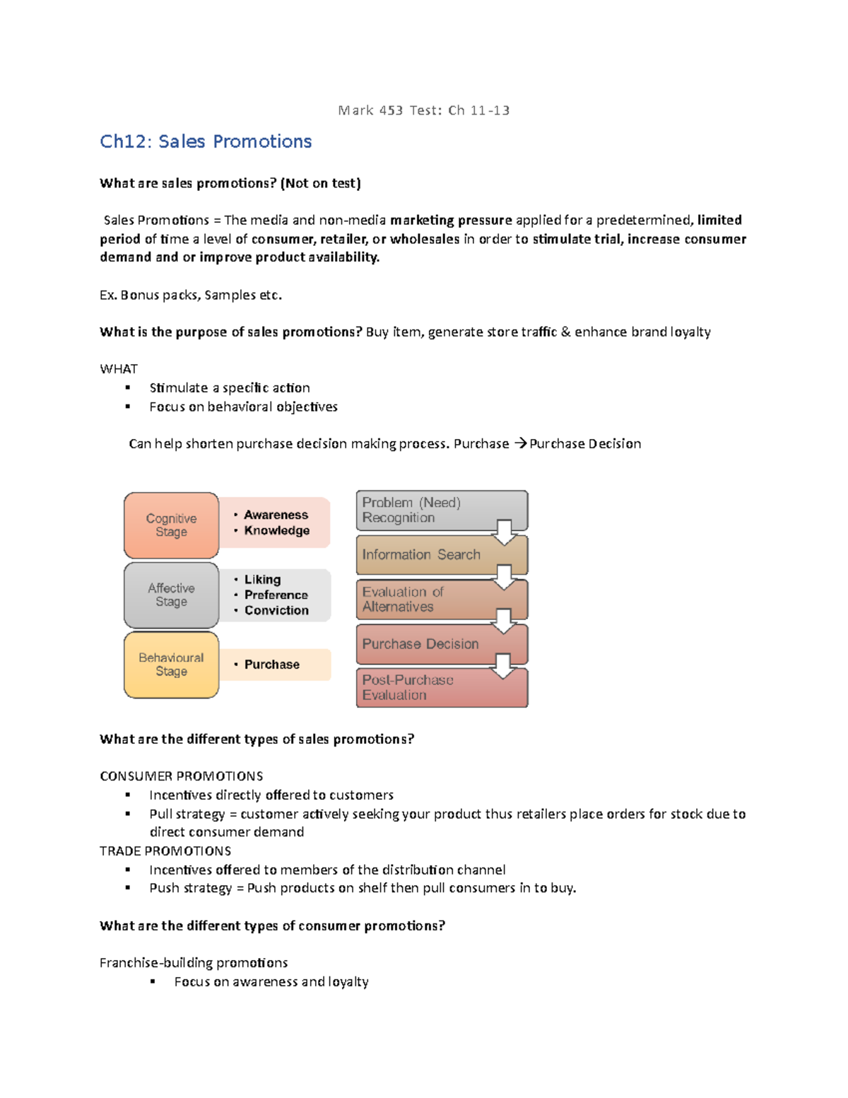 Mark 453 Test#3 - These notes are based off of my profs ppts and ...