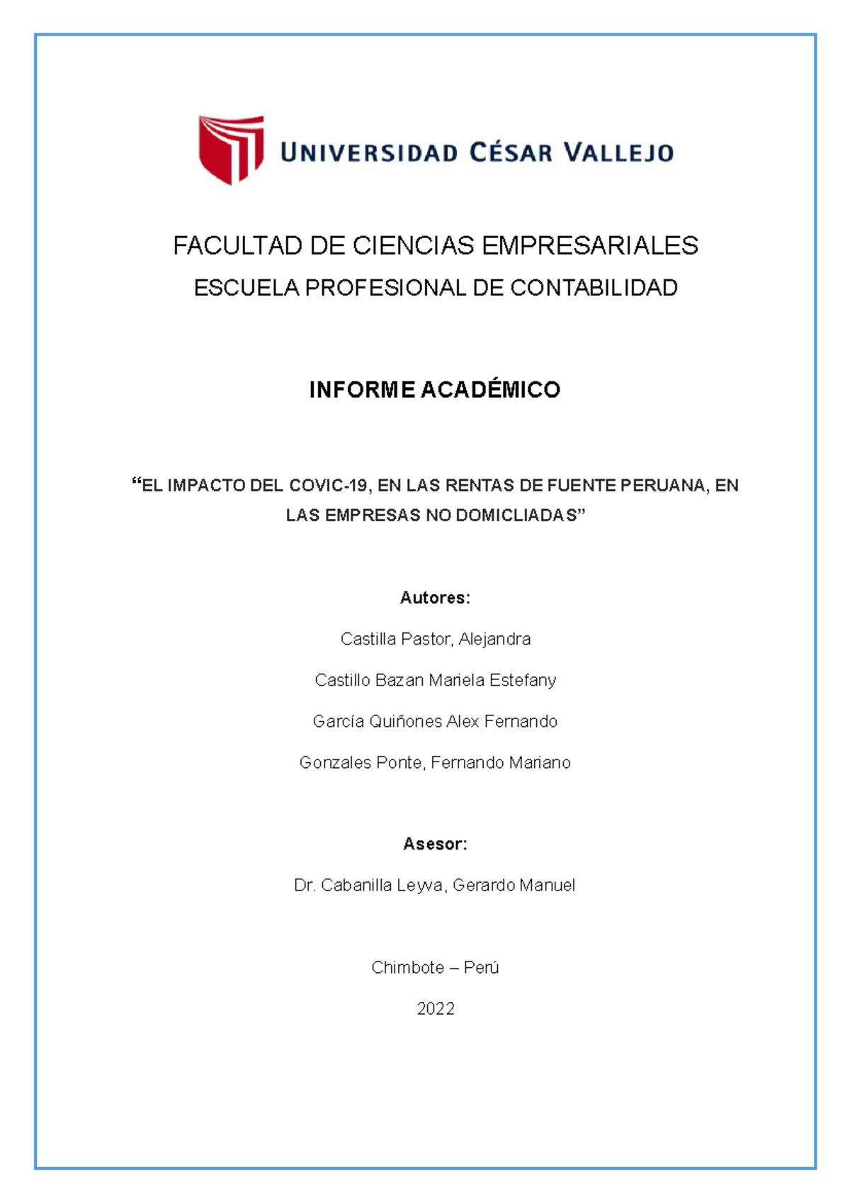 Informe Académico-G3- Empresas NO Domiciliadas - FACULTAD DE CIENCIAS ...