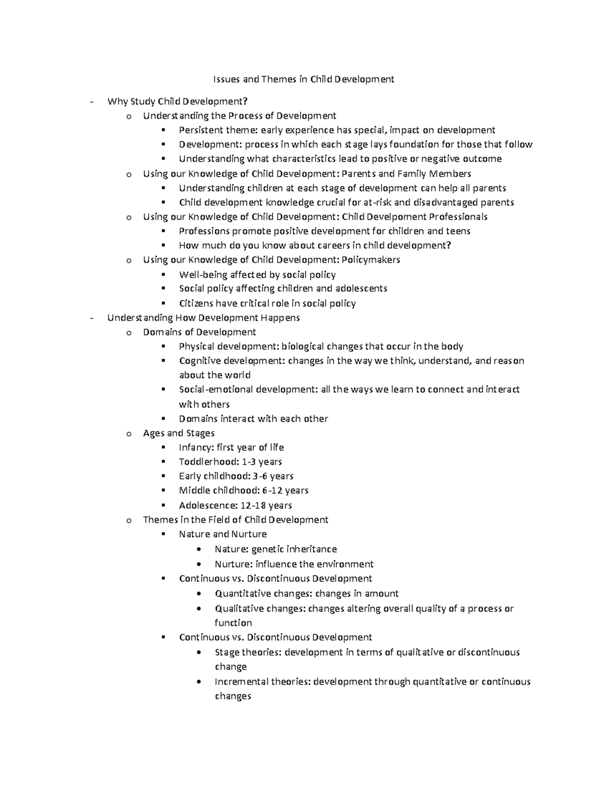 Unit 1 Notes - Spring 2023 Semester - Issues and Themes in Child ...