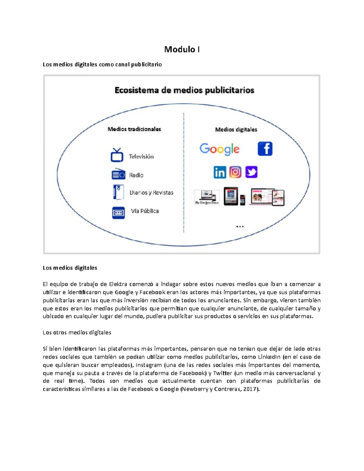 Resumen 1 Parcial - Modulo I Los medios digitales como canal ...