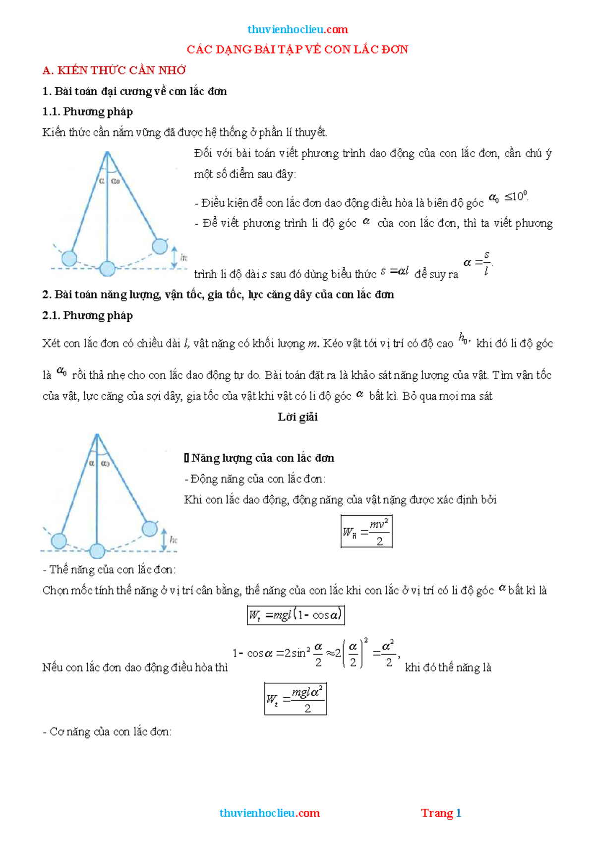 Con lắc đơn 12 - Con lắc đơn 12 - thuvienhoclieu ####### CÁC DẠNG BÀI ...